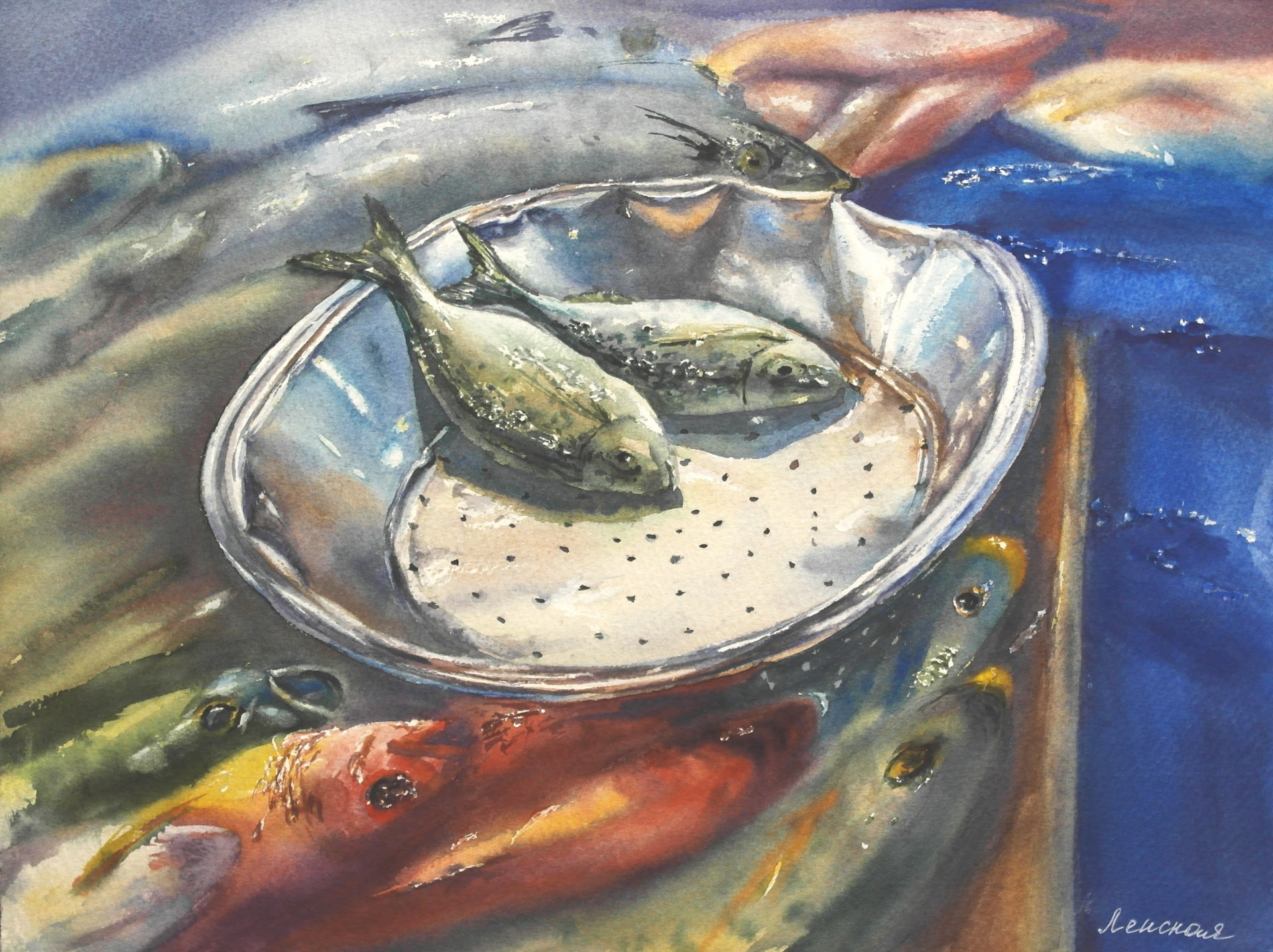 Fish Market Painting by Galina Lenskaya - Jose Art Gallery