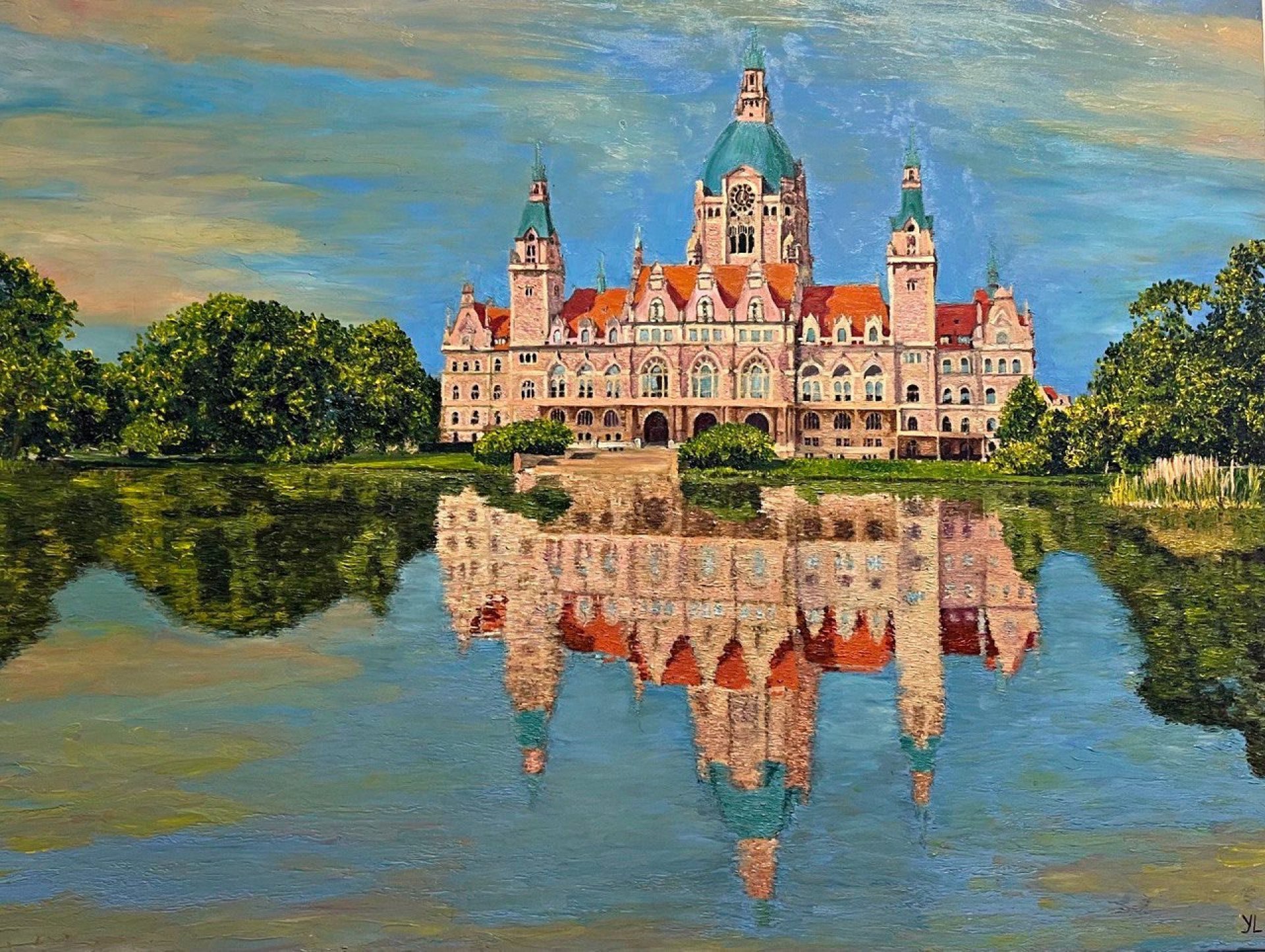 Neues Rathaus Hannover Painting by Yulianna Lenova