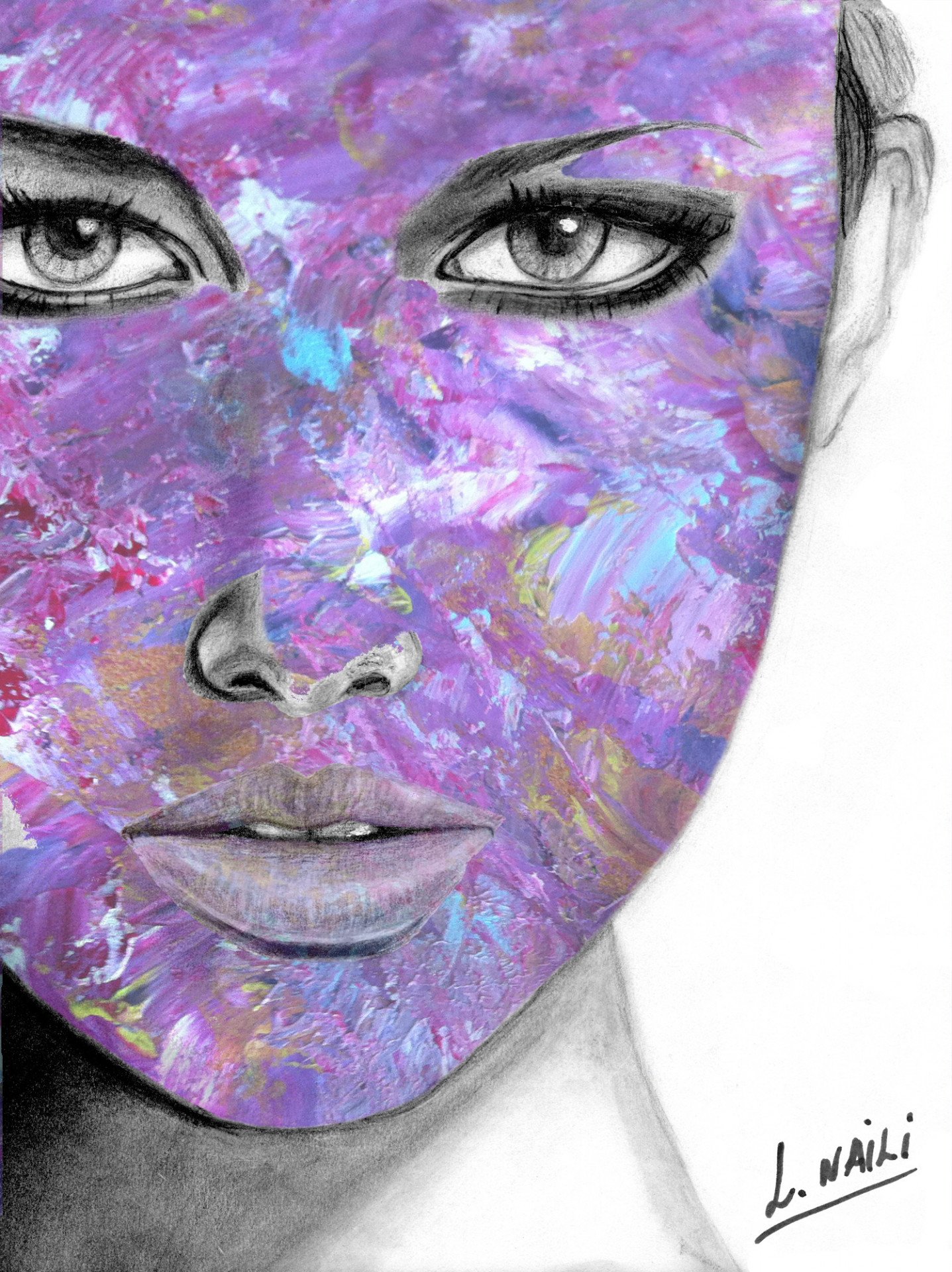 LADY LAVENDER Painting by Linda Naili - Jose Art Gallery