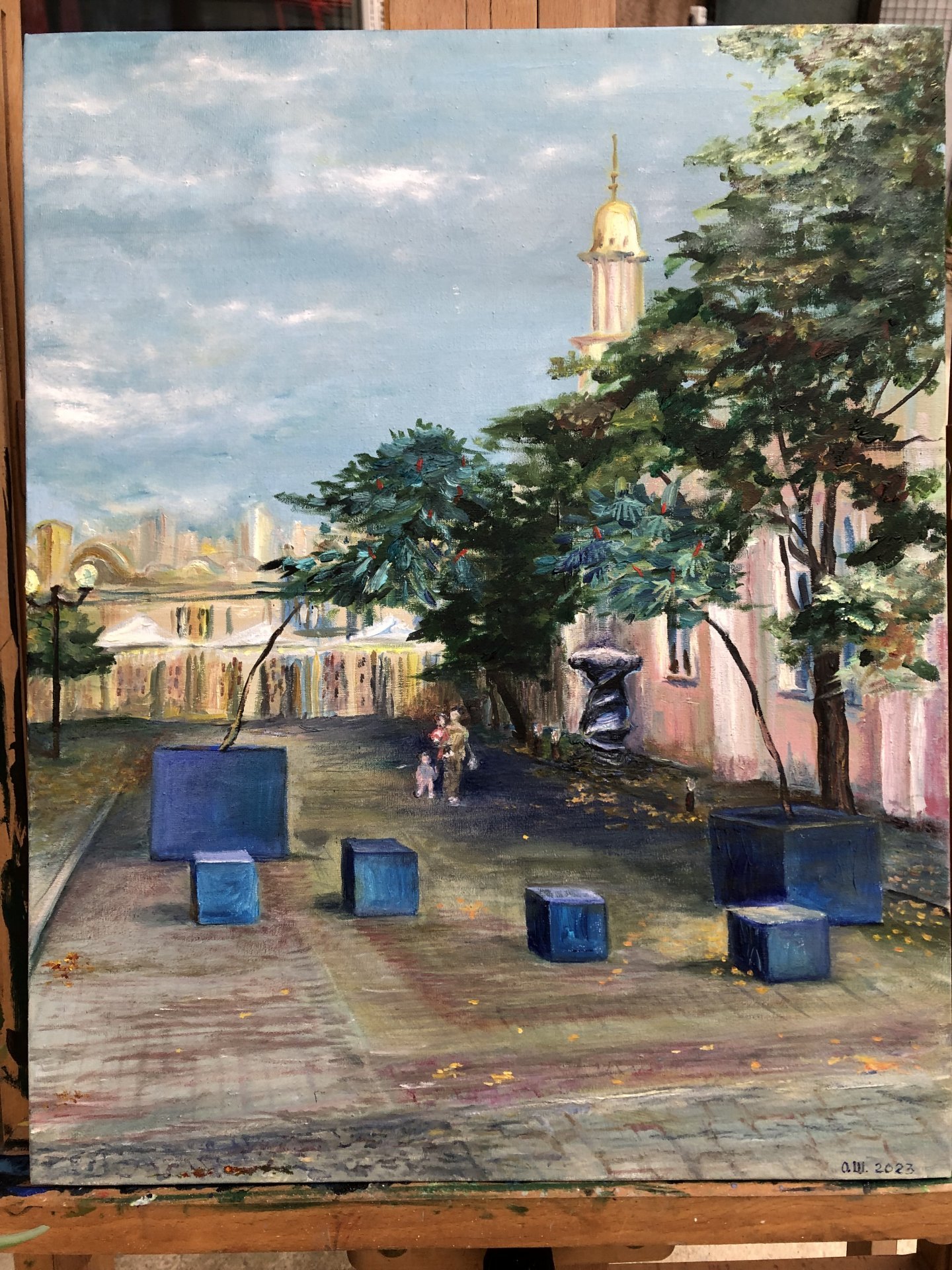 Old City of Rethinking Painting by Oksana Shkvarok