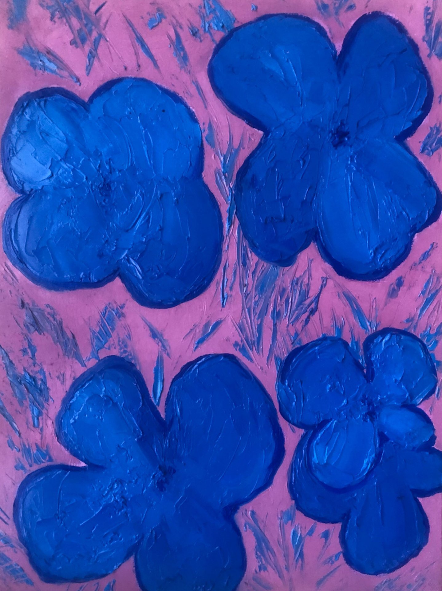 Blue Flowers Painting by Marina Gorbachova