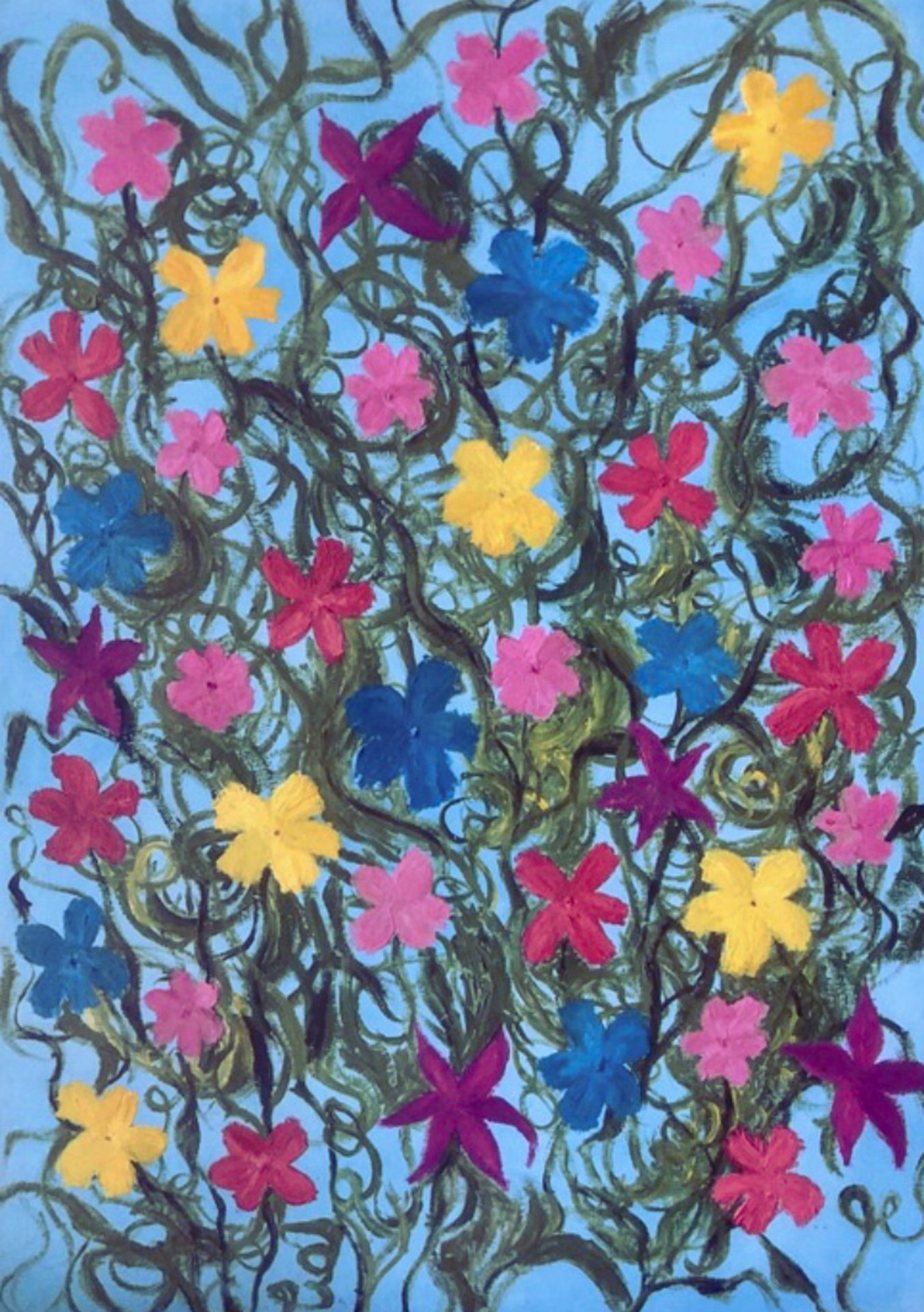 Colourful Mixed Flowers Painting by Marina Gorbachova