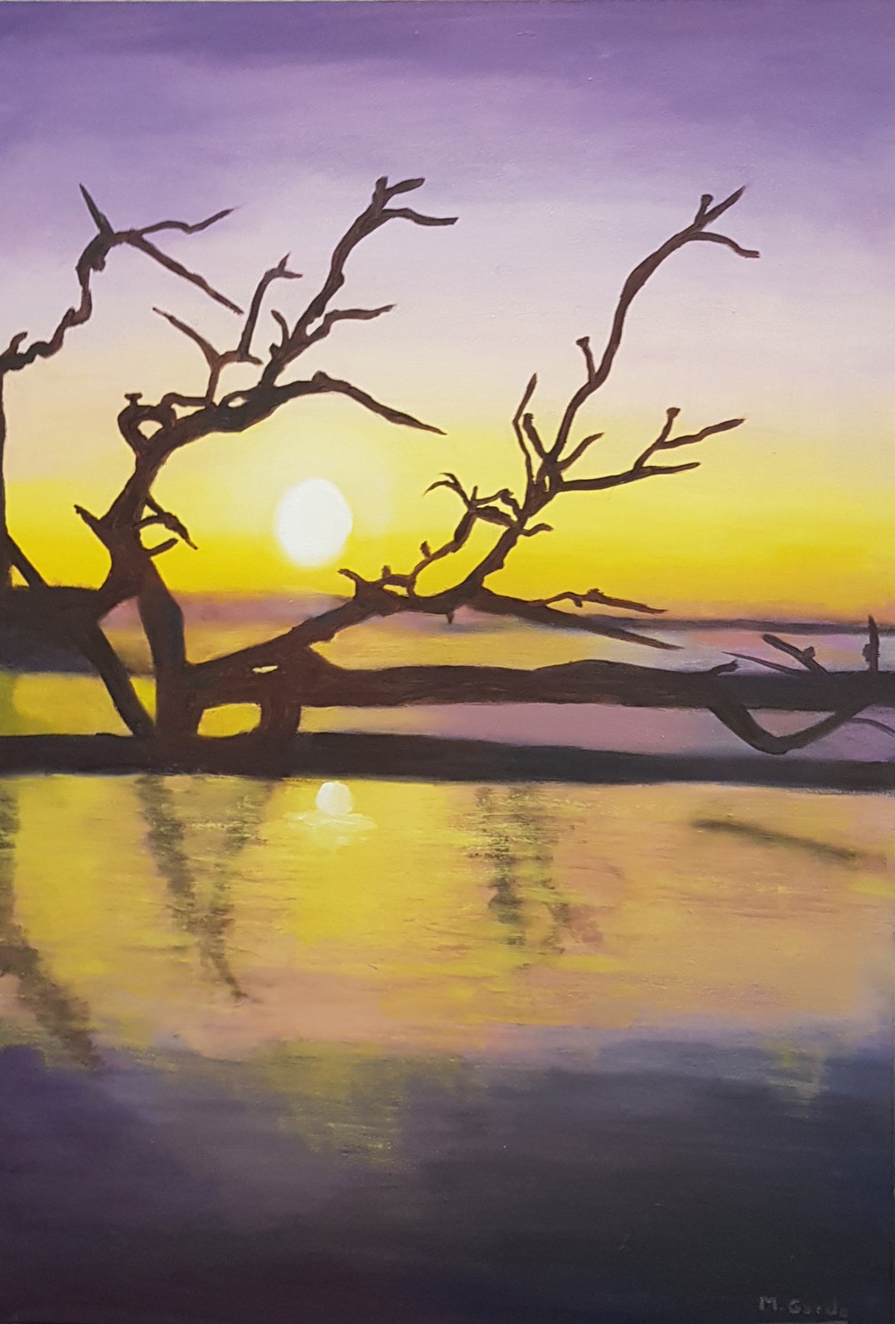 Dusk Reflections: Fusion of Light Painting by Mercedes Gordo