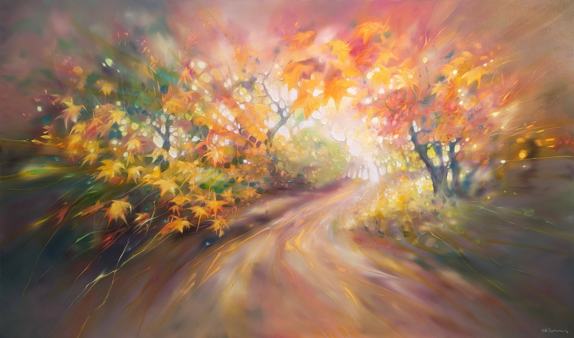 Autumn Magic Journey Painting by Gill Bustamante