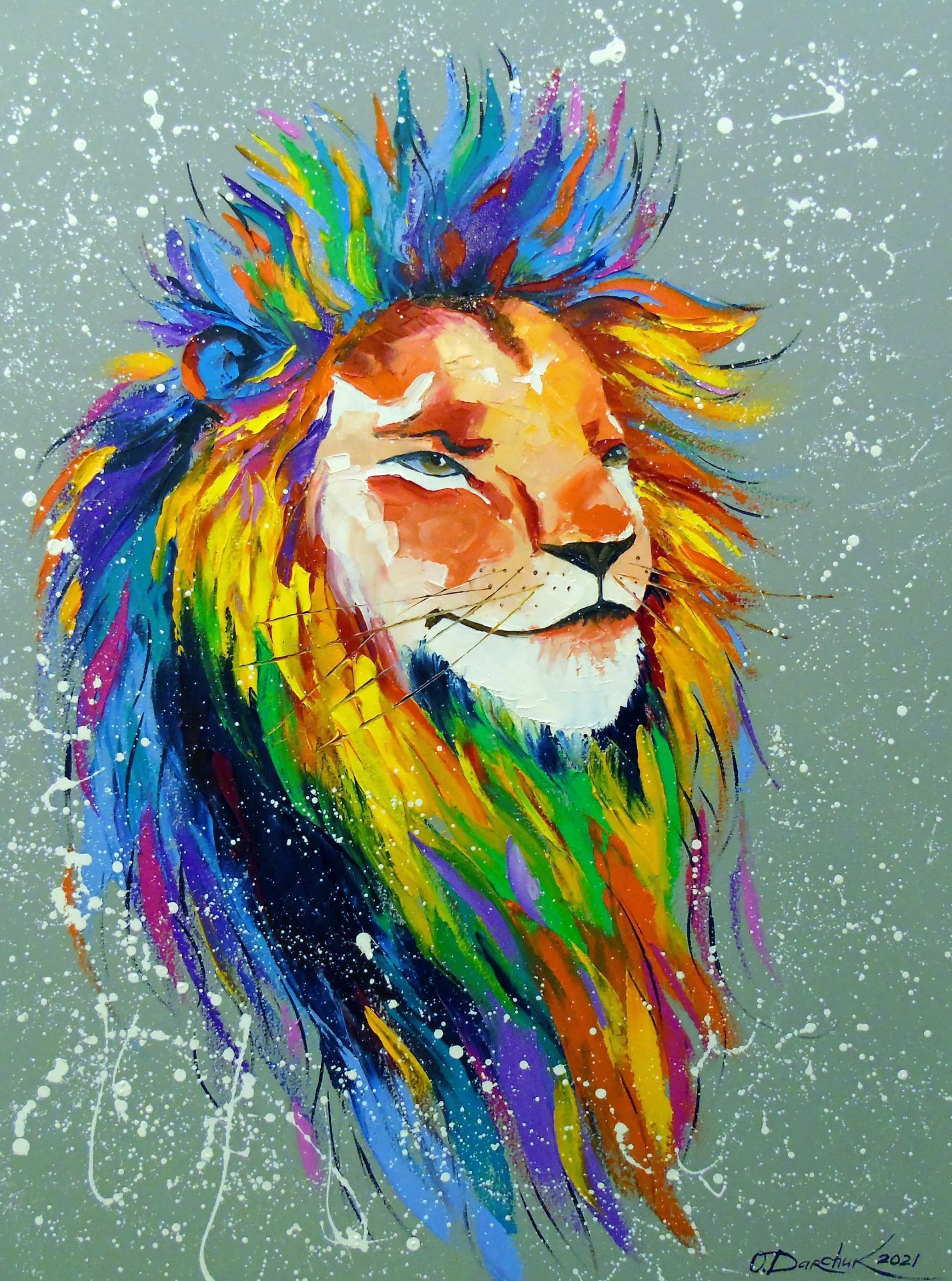 Rainbow Lion Painting by Olha Darchuk - Jose Art Gallery
