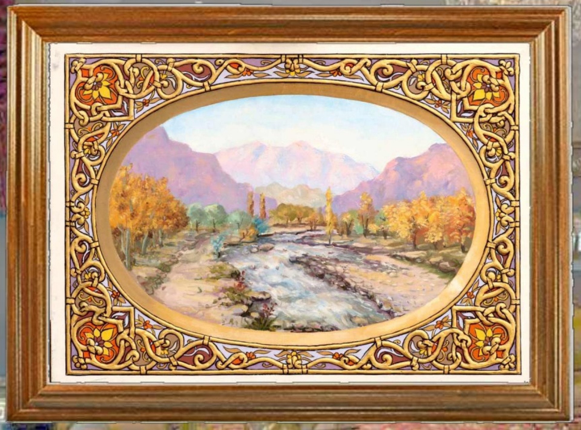Isfara river Painting by Sulaymokhon Sultonov