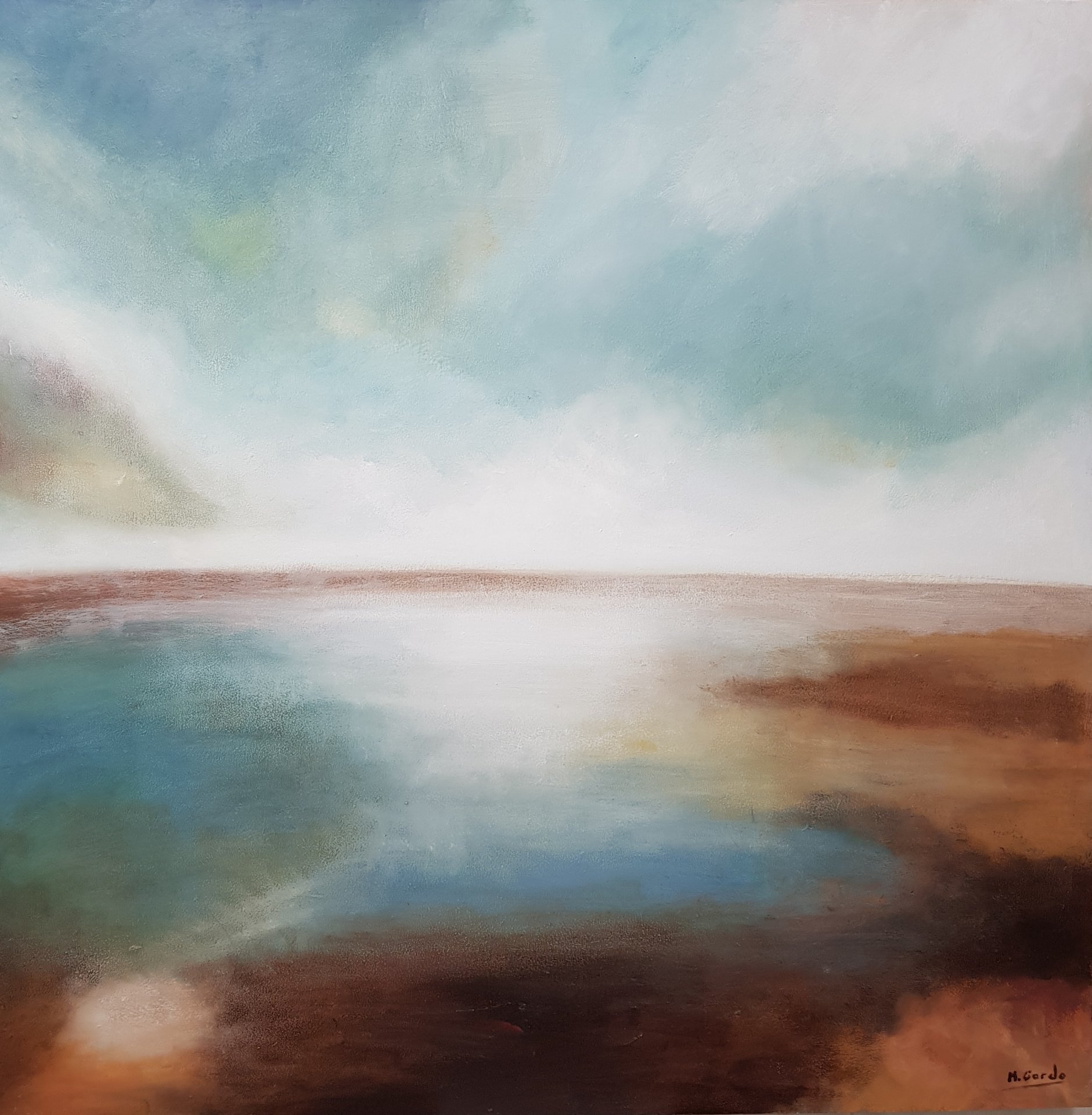 Aquatic Mirror Painting by Mercedes Gordo - Jose Art Gallery