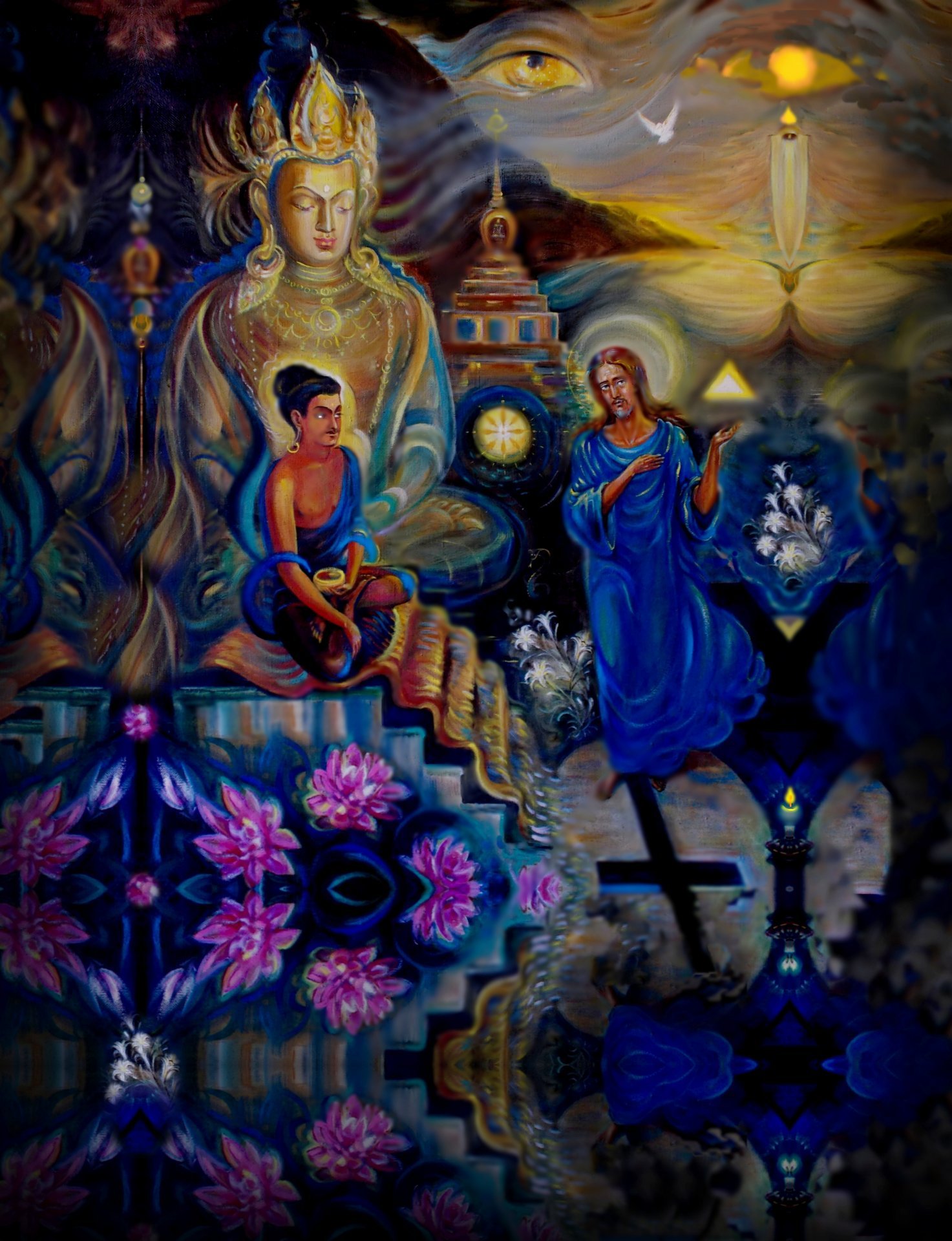 Meeting of Bull and Christ Painting by Varu Kadis