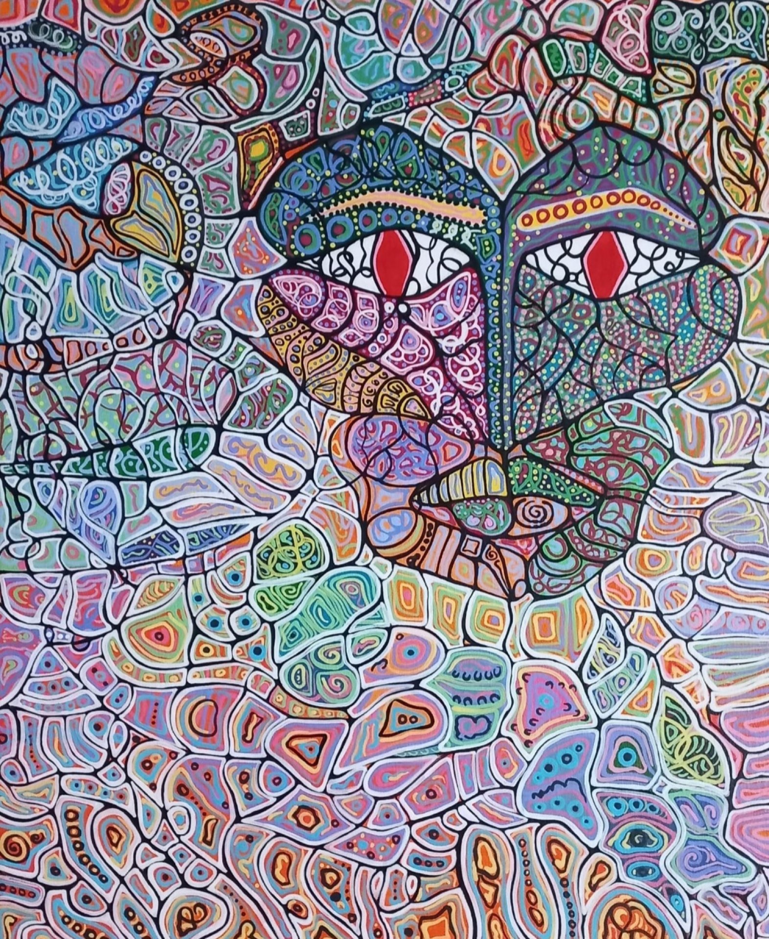 July Face: Surreal Pattern Art Painting by Gaya Renée Green