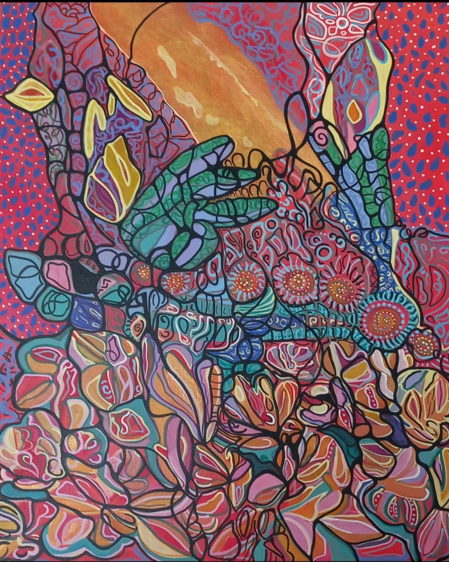 Retro Bloom Patterns Painting by Gaya Renée Green