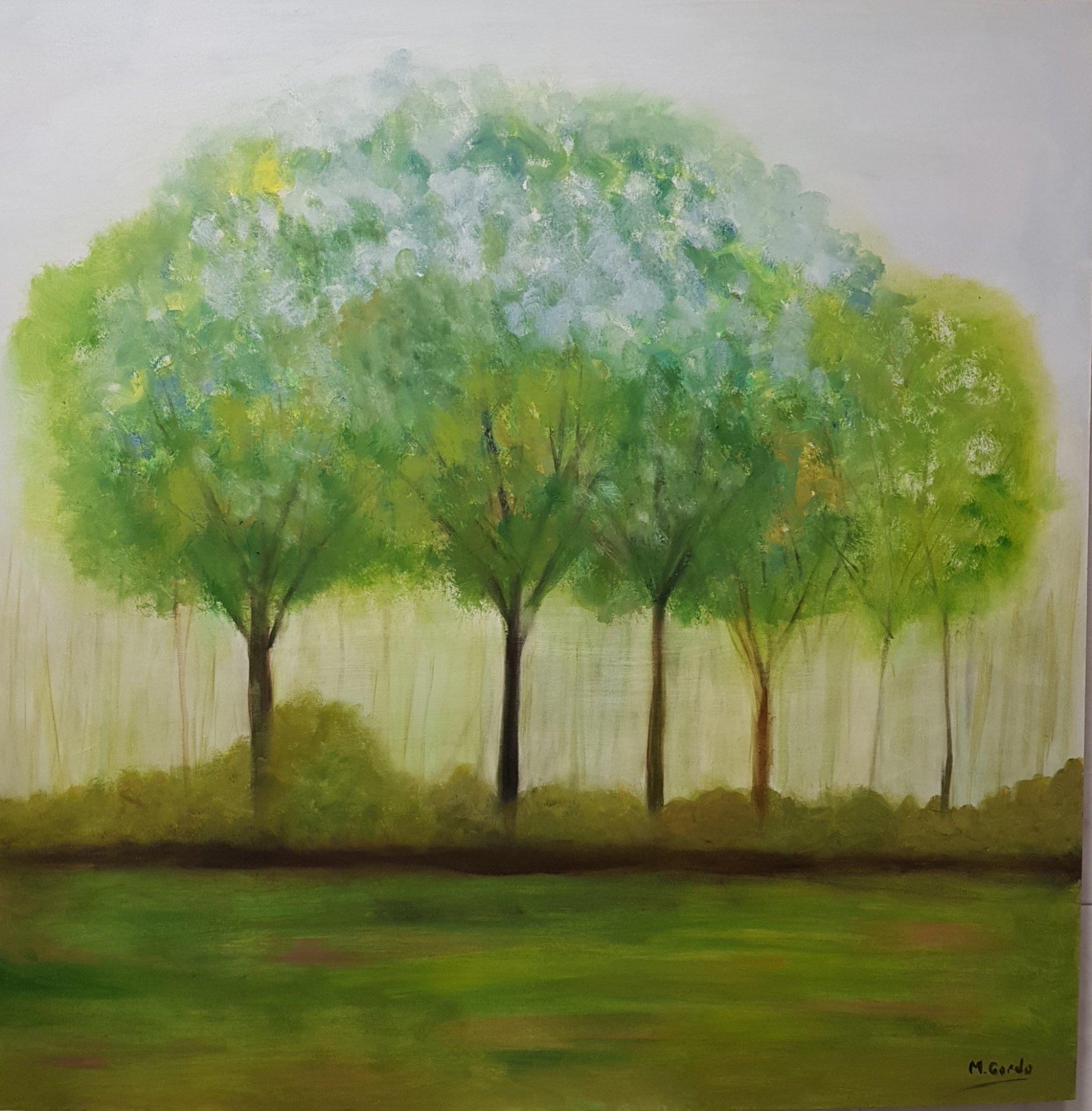 Green Grove: Living Nature Painting by Mercedes Gordo