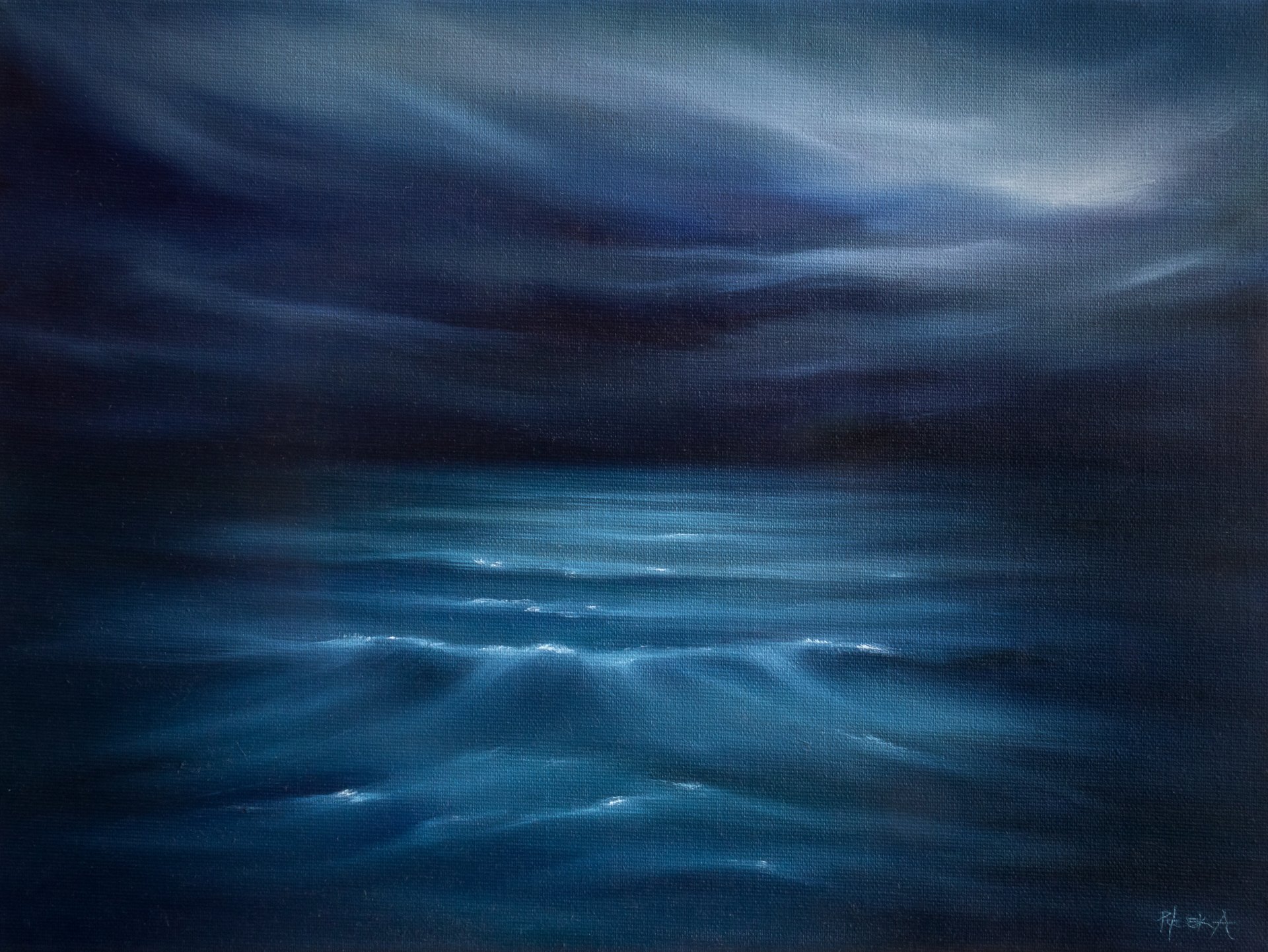 Nocturne Waves Painting by Adrienn Pécsek - Jose Art Gallery