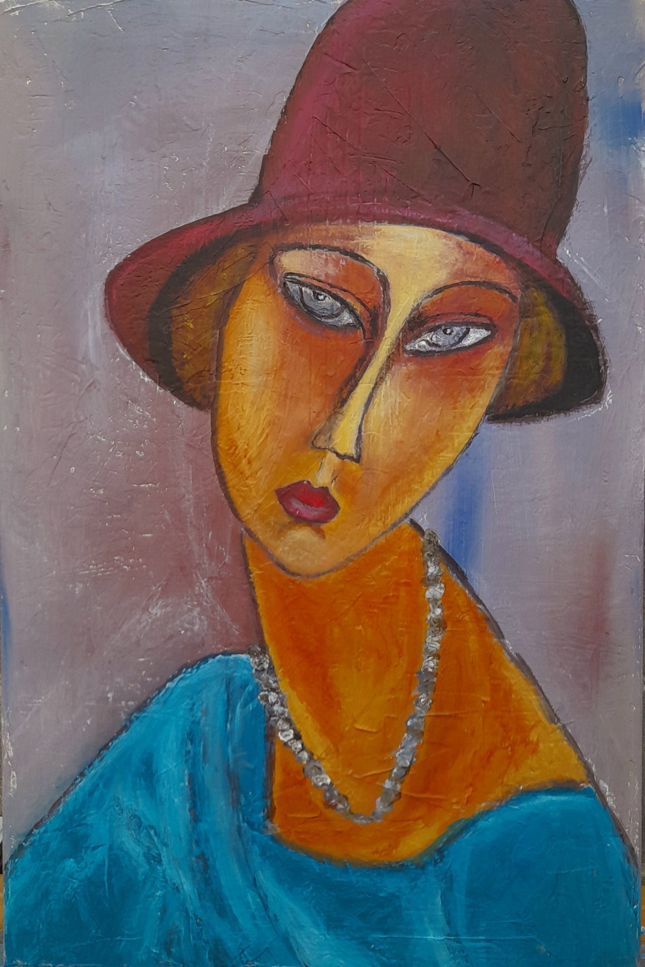 Homage to Modigliani Painting by Roser JB - Jose Art Gallery