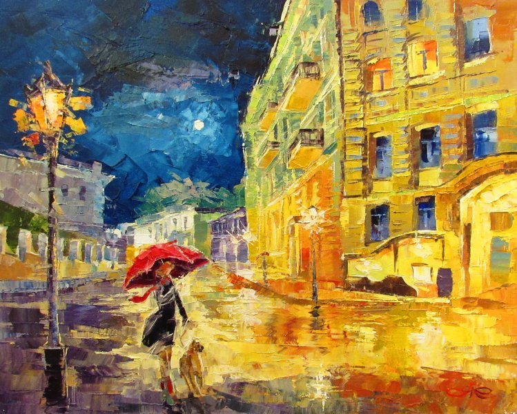 Moon over Kiev Painting by Anna Kolos - Jose Art Gallery