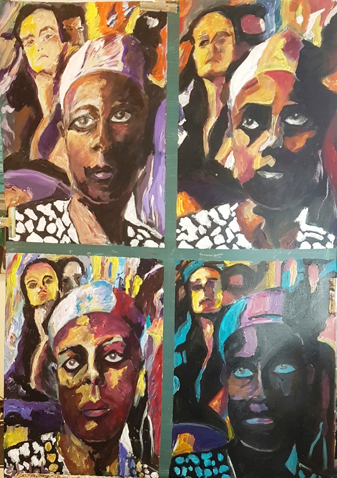 Portrait in 4 colors Painting by Dan Shiloh