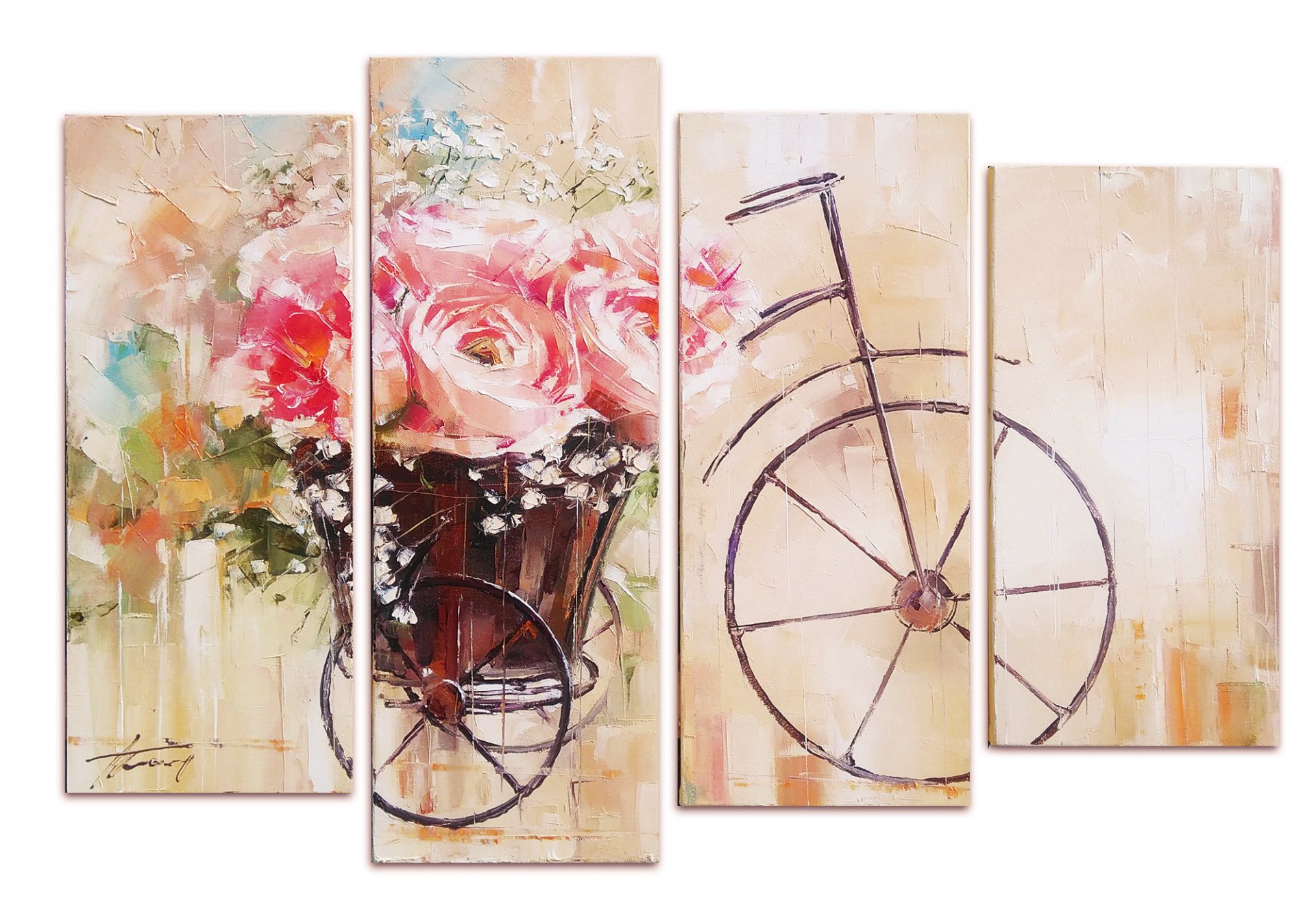 Flower bicycle Painting by Vitalii Pliushch