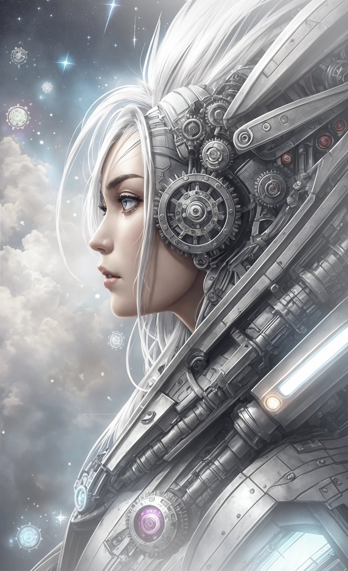 Silver mechanical girl Digital Art - Egor Turovec
