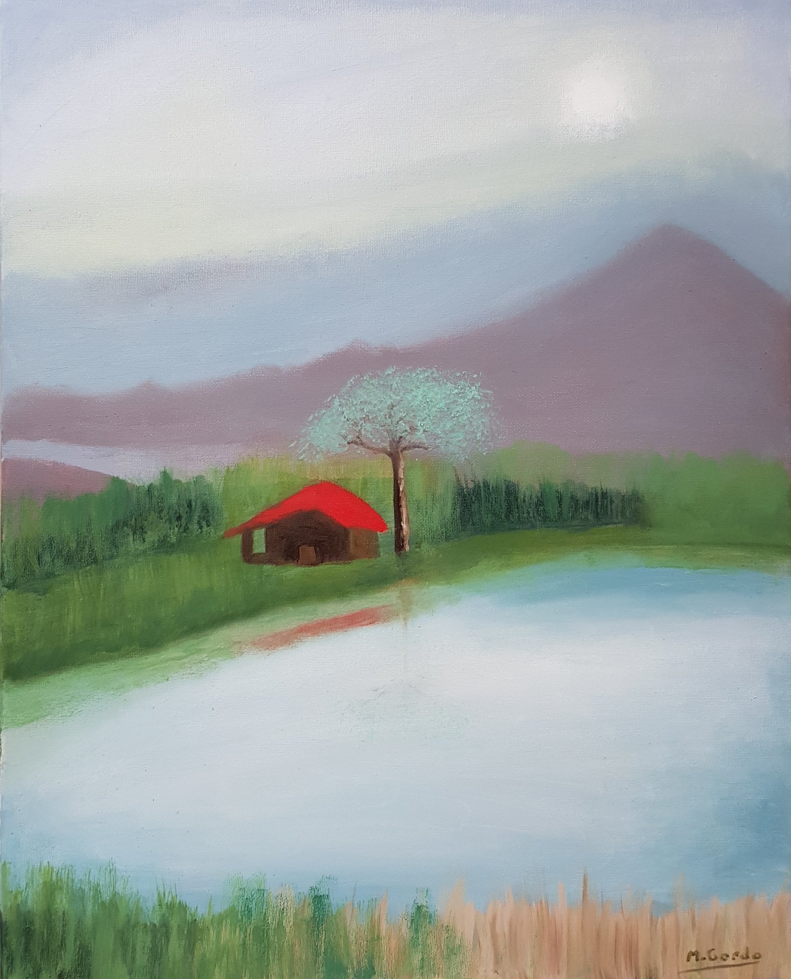 La Casita del Lago: Serene Getaway Painting by Mercedes Gordo