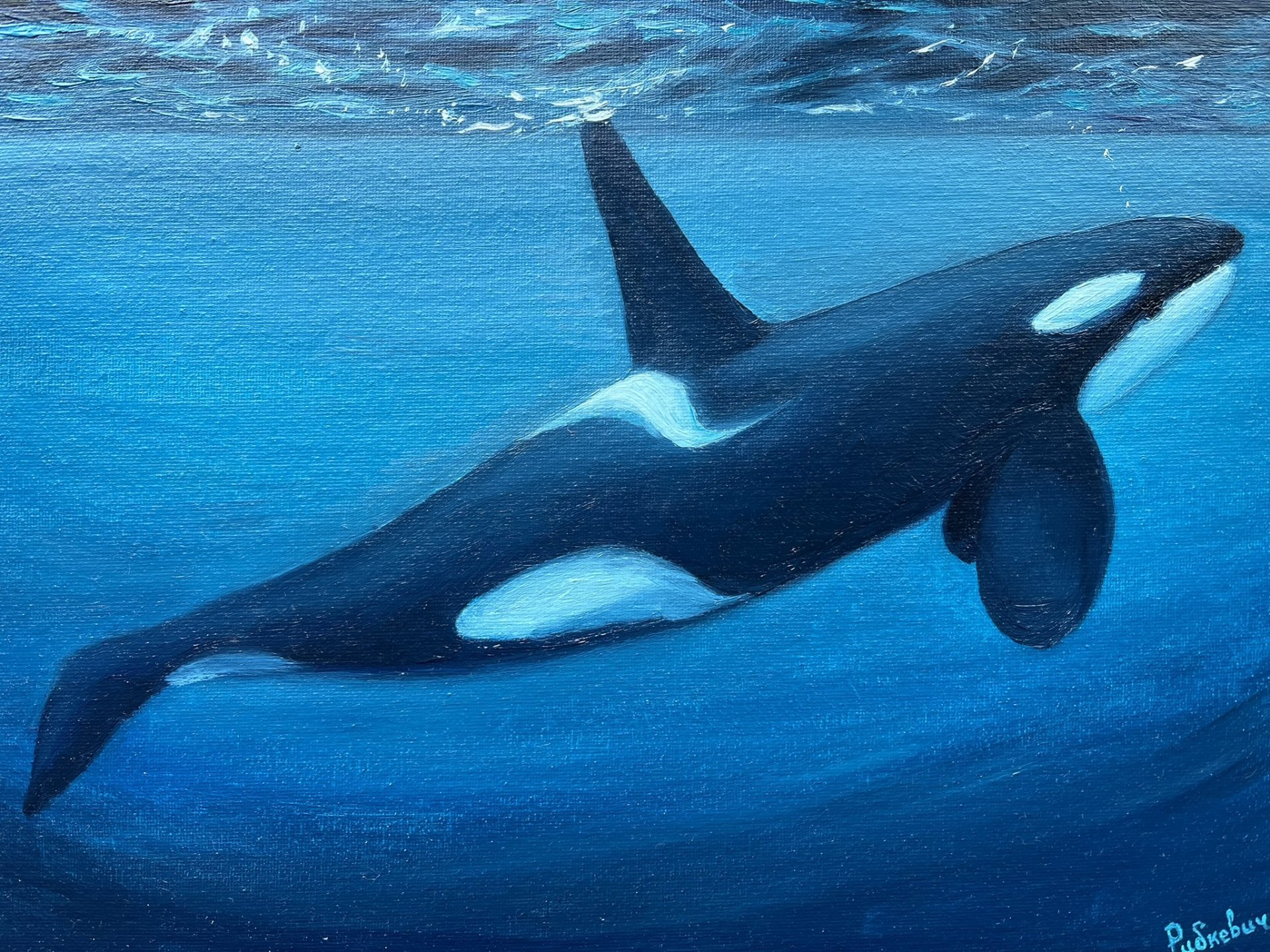 EcoOcean Greatness of the whale Painting by Stepan Ribkevich