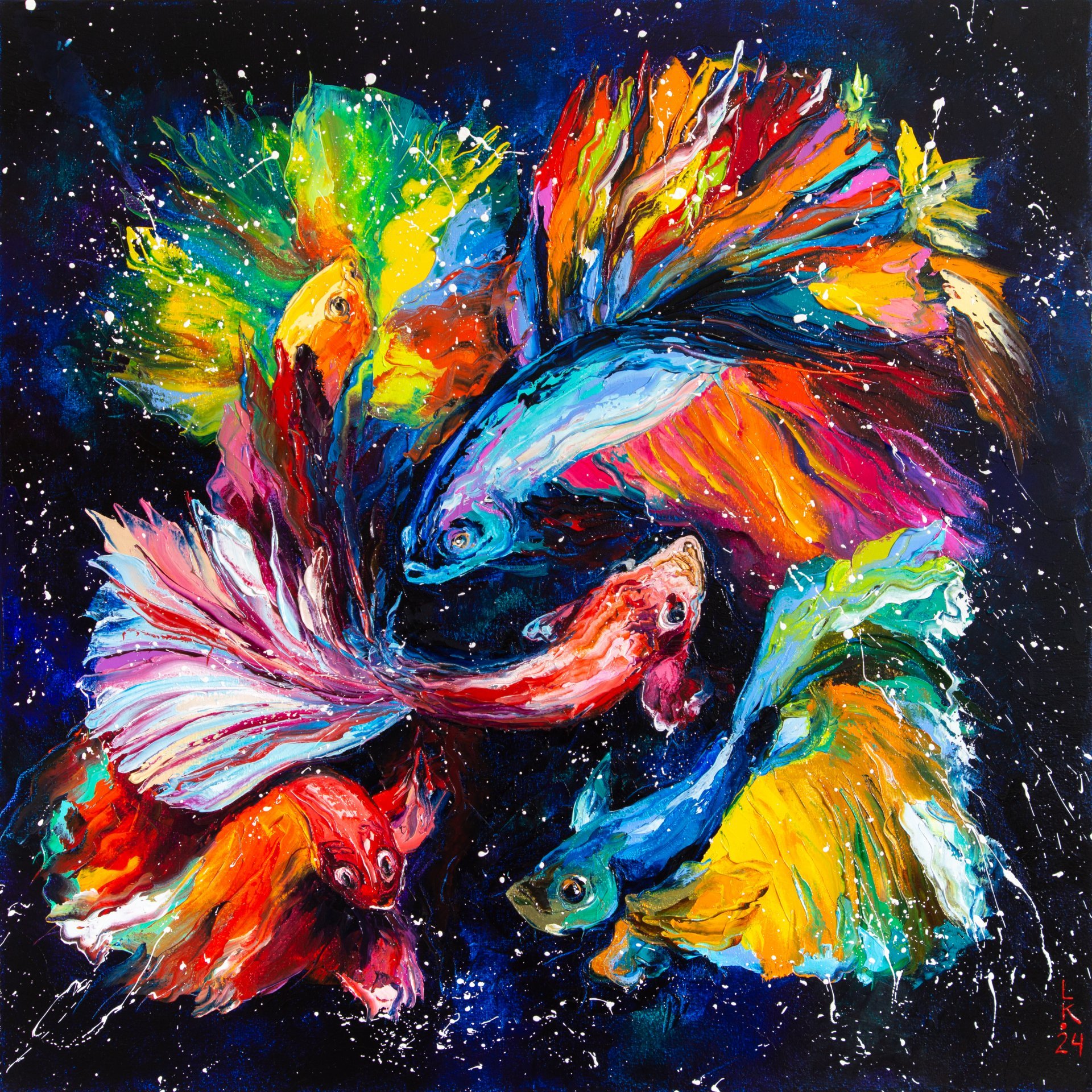 Dancing fish Painting by Liubov Kuptsova - Jose Art Gallery