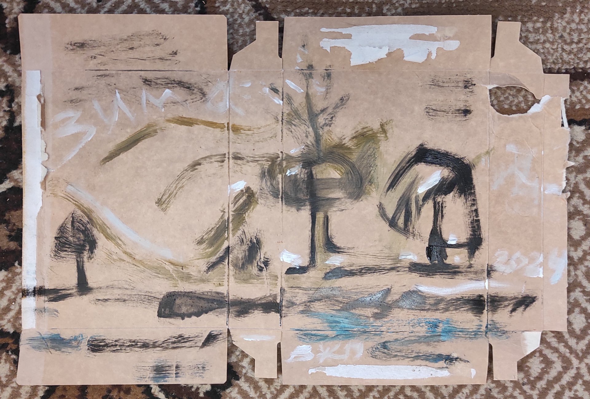 Winter, cardboard... Painting by Vasyl Pavuk