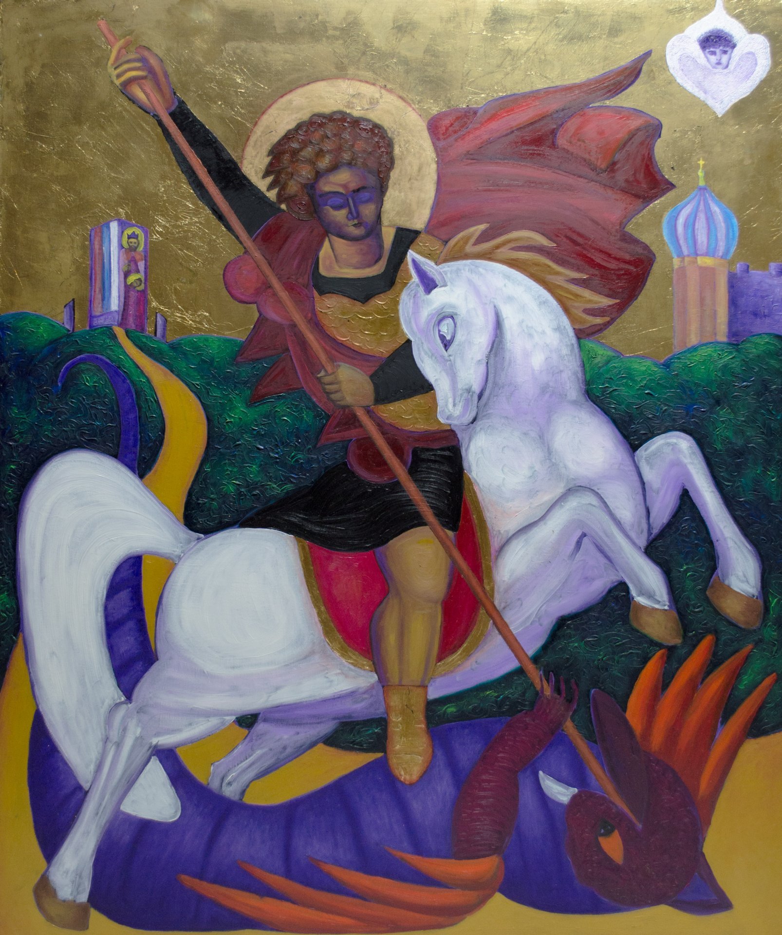 St. George slays the Dragon Painting by Boris Subotic