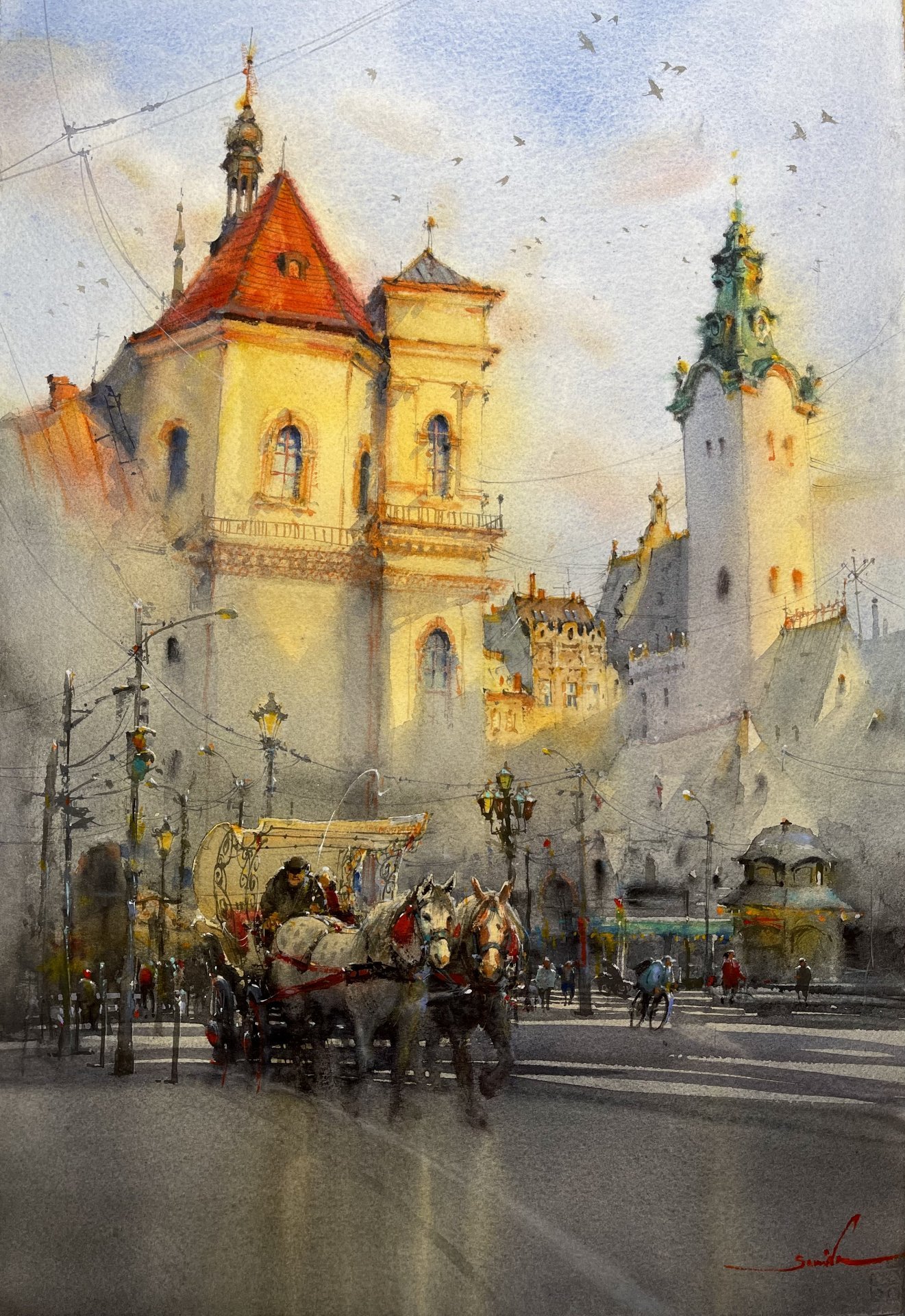 Castle Vibes in Modern Lviv Painting by Samira Yanushkova