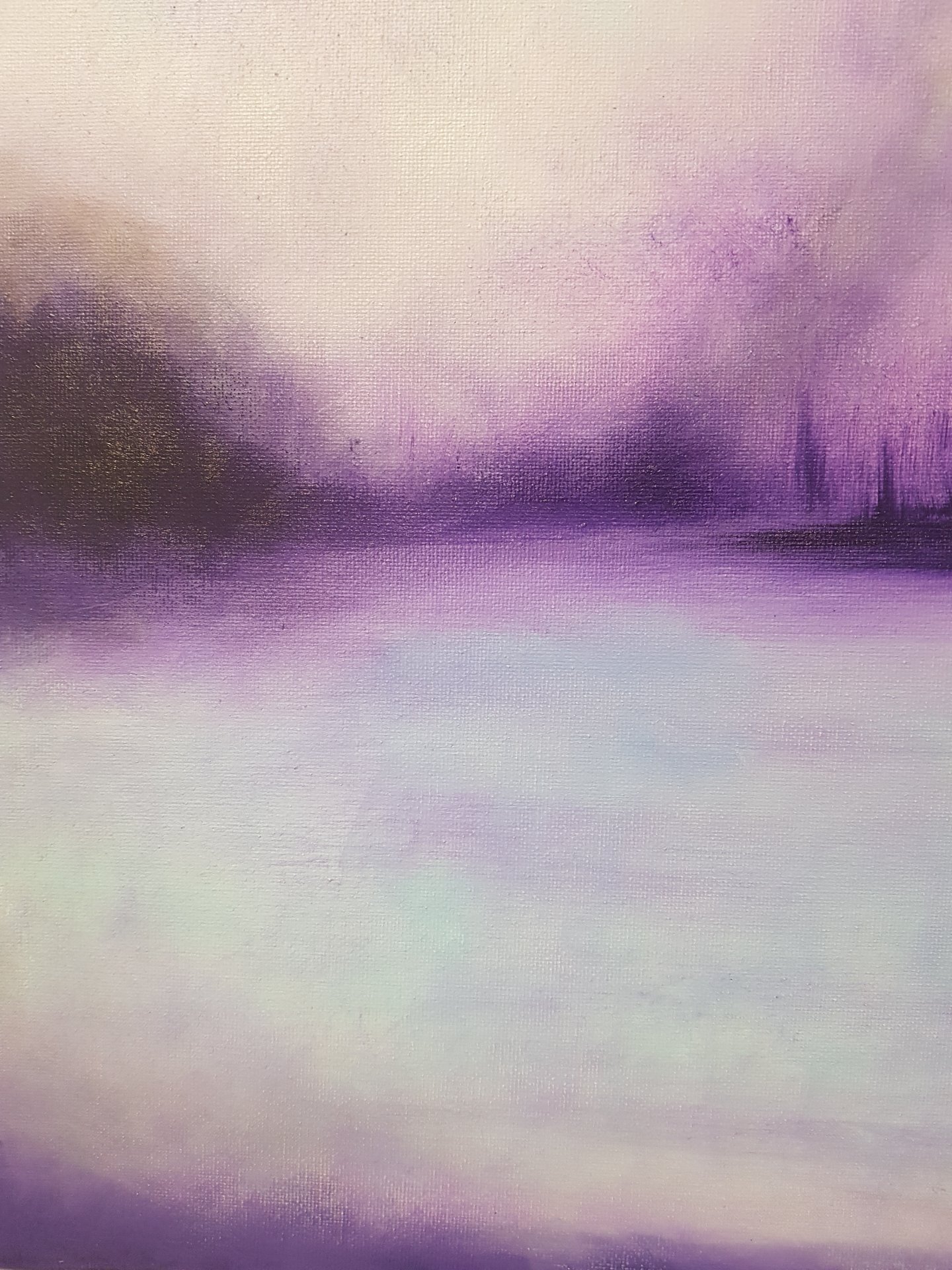 Violet Landscape: Abstraction and Mystery Painting by Mercedes Gordo