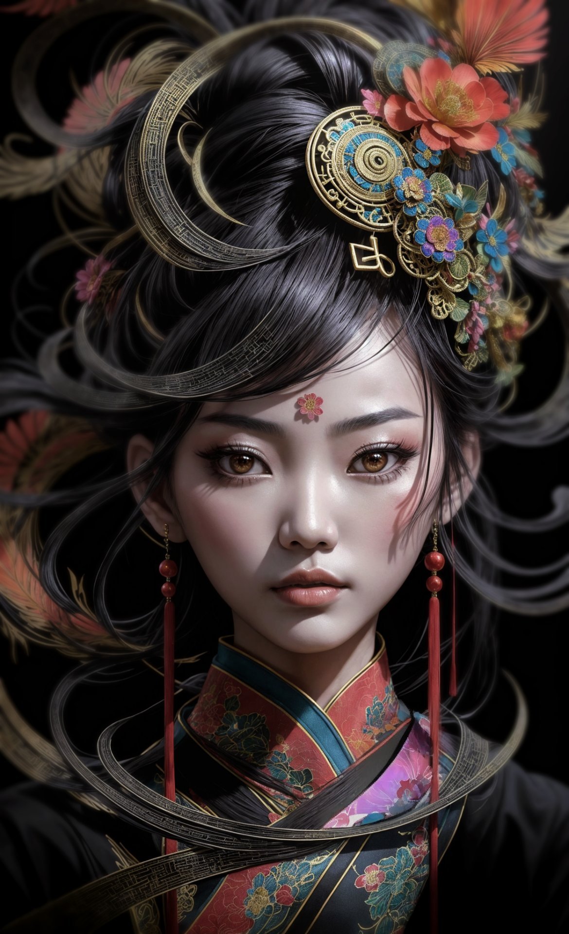 Night Flower: Portrait of a Chinese Woman Digital Art - Egor Turovec