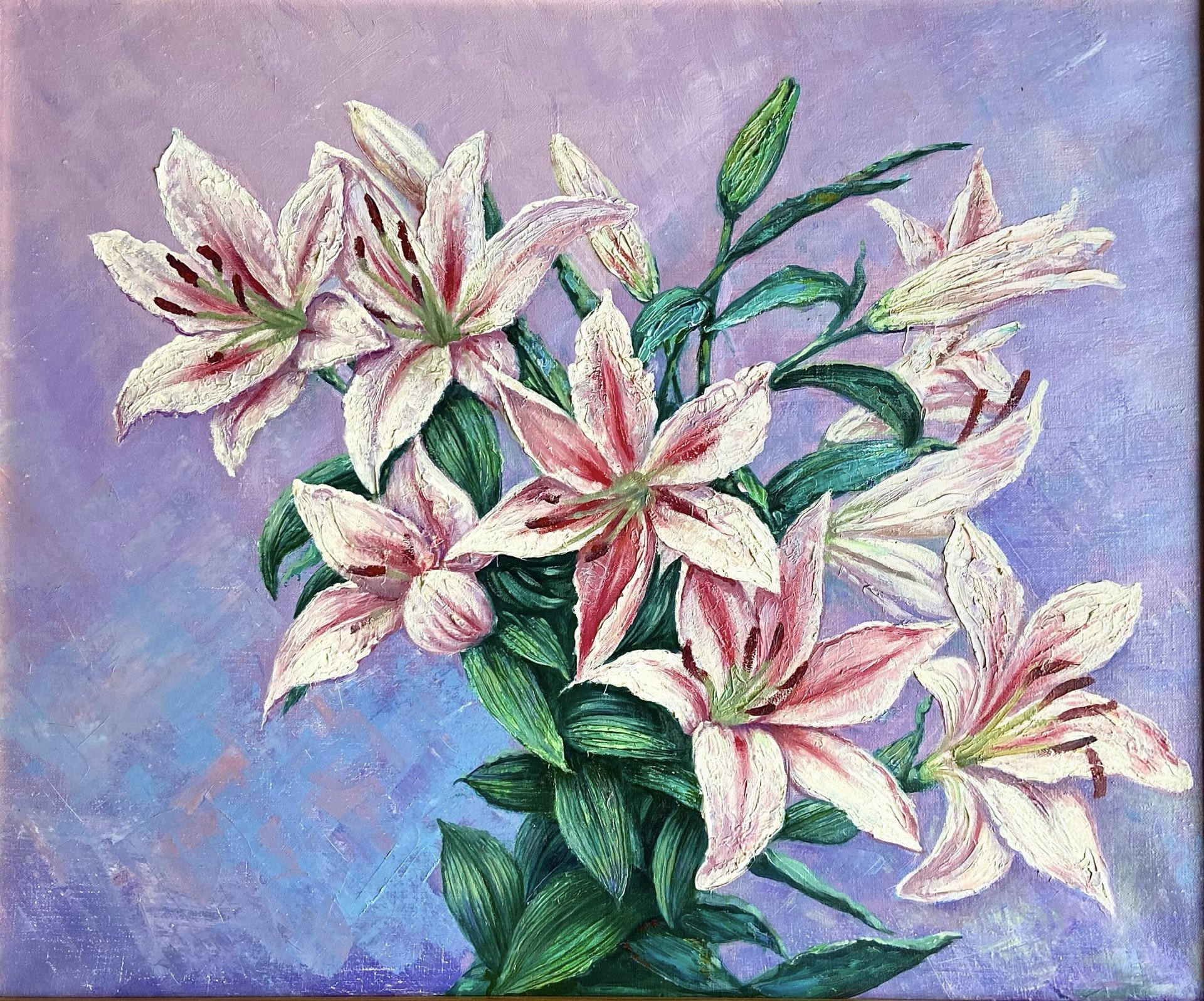 Lilies Painting by Volodymyr Kozhushko - Jose Art Gallery