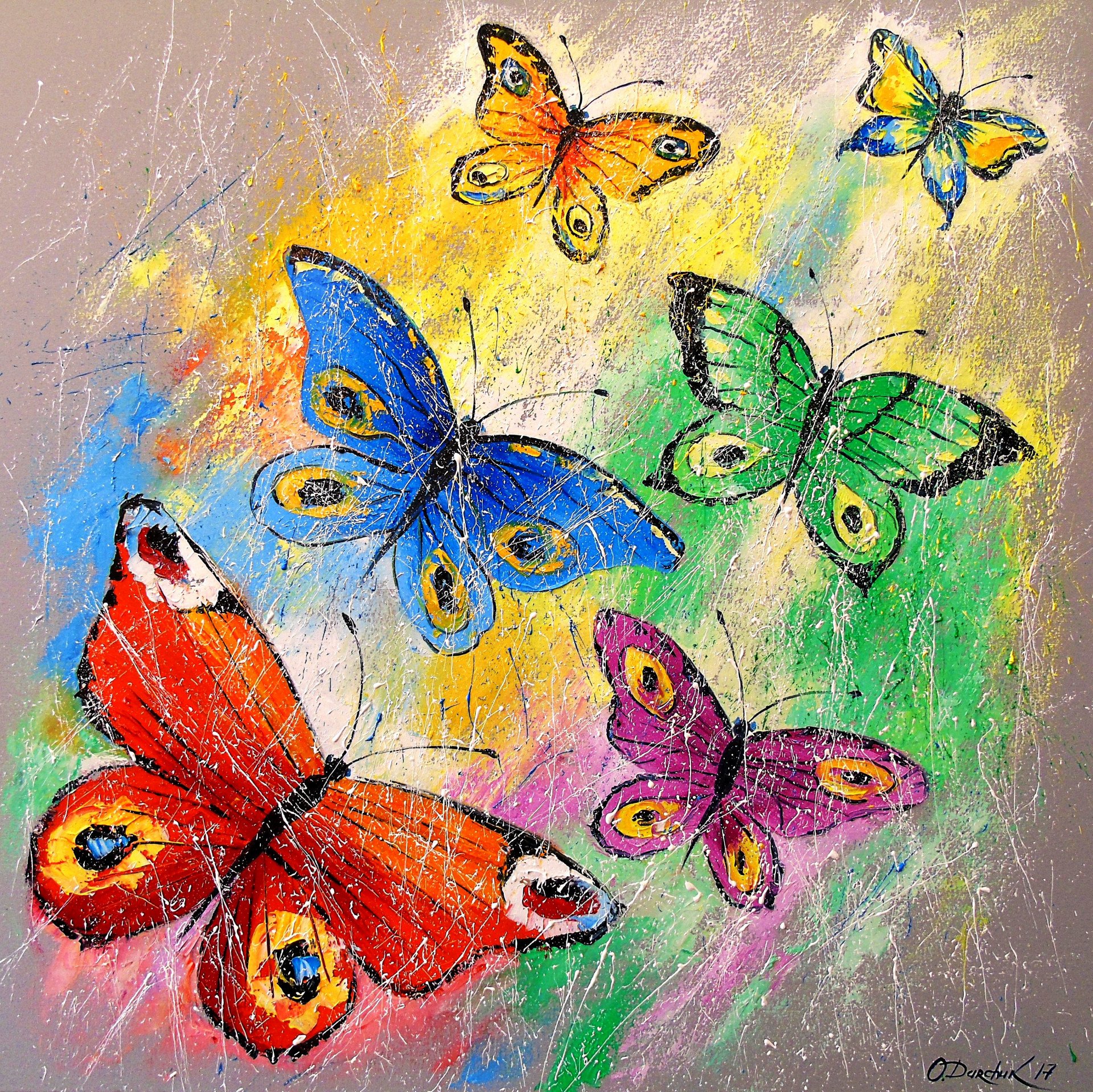 Butterflies in flight Painting by Olha Darchuk