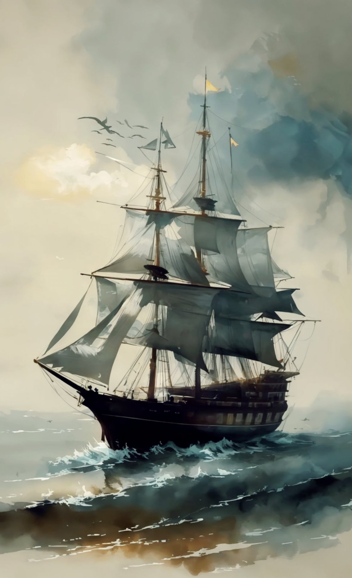 On the Waves: The Epic of Sea Voyages Painting by Egor Turovec