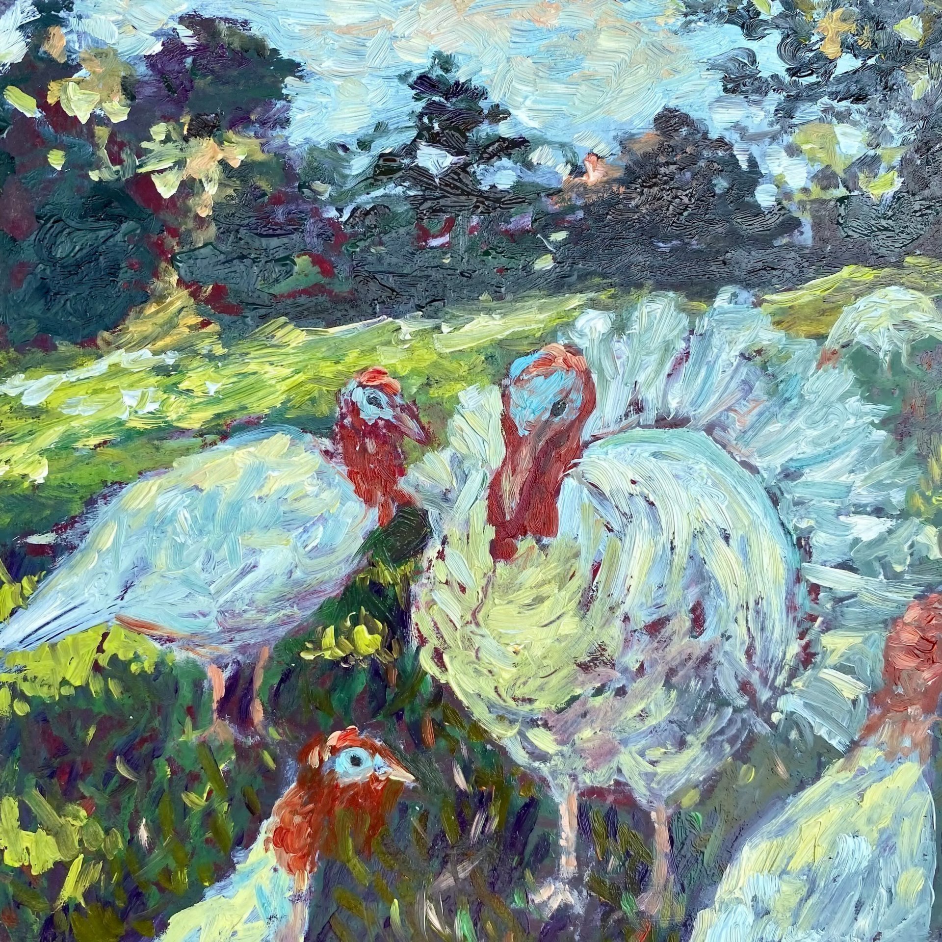 Turkeys Monet Art reproduction Painting by Inna Kalina