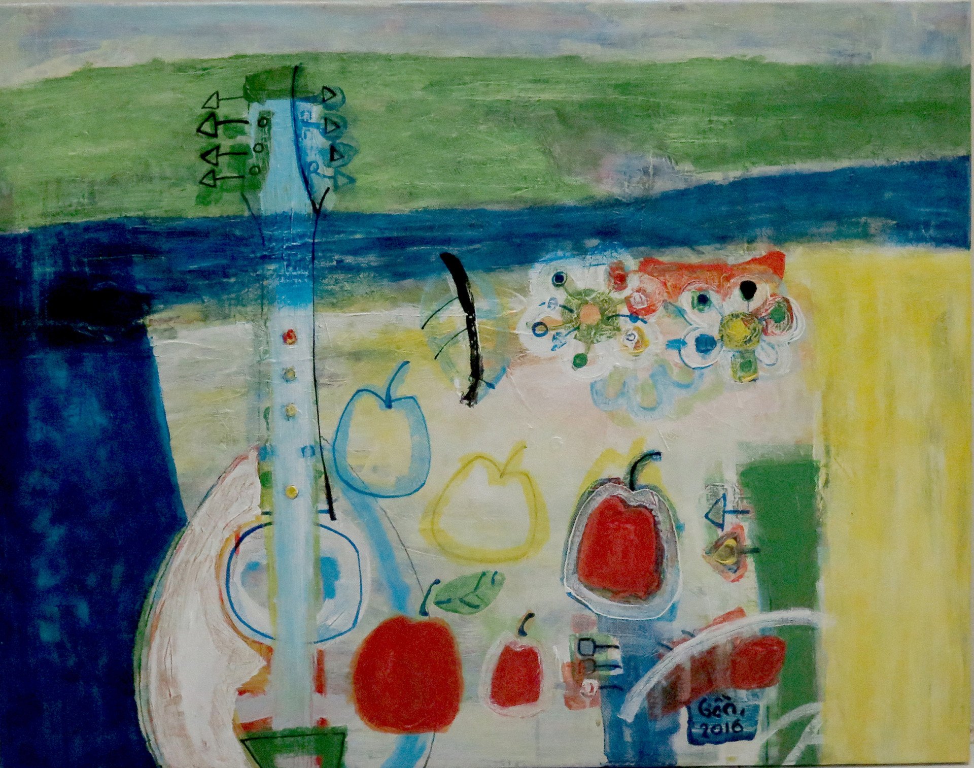 Mandolin Painting by Nguyen Dinh Hien - Jose Art Gallery