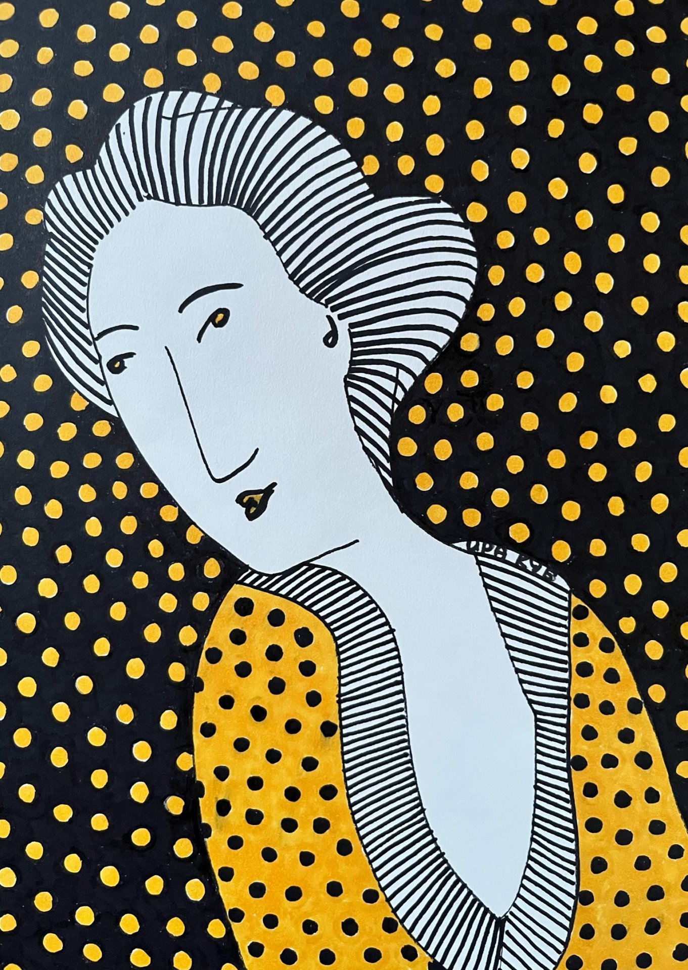 Japanese - In yellow Drawing - Ira Kub - Jose Art Gallery