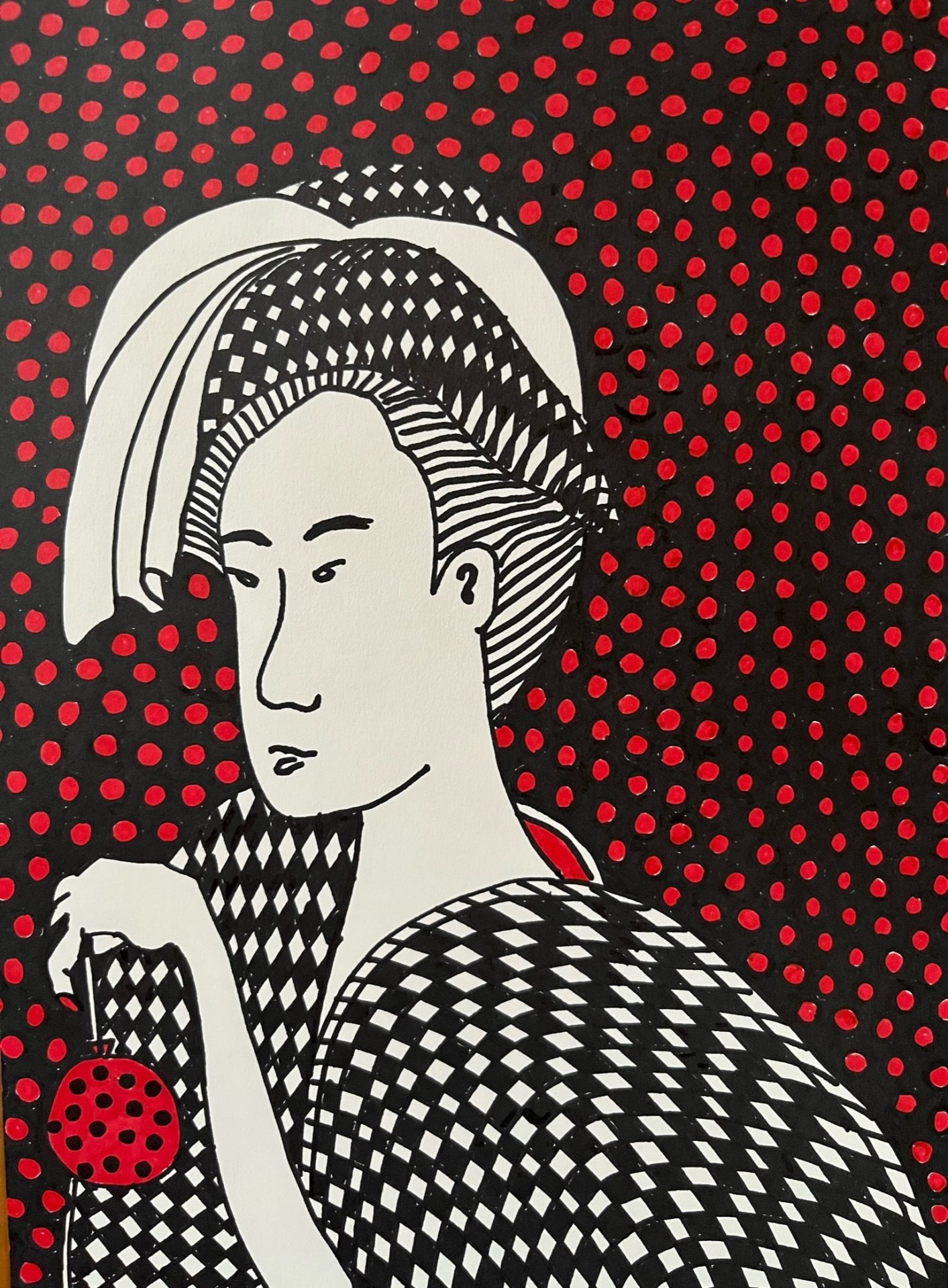 Japanese - Plaid Drawing - Ira Kub - Jose Art Gallery