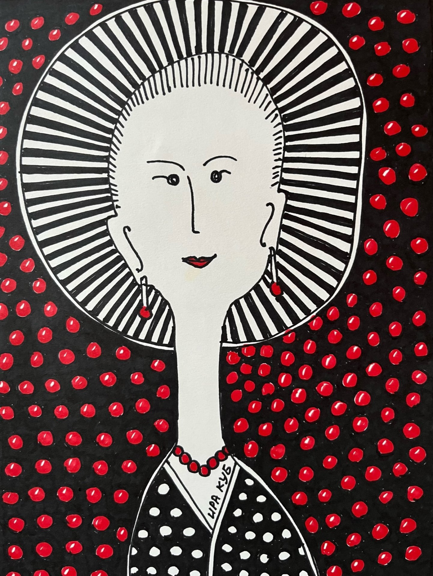 Japanese woman in a hat Drawing - Ira Kub - Jose Art Gallery