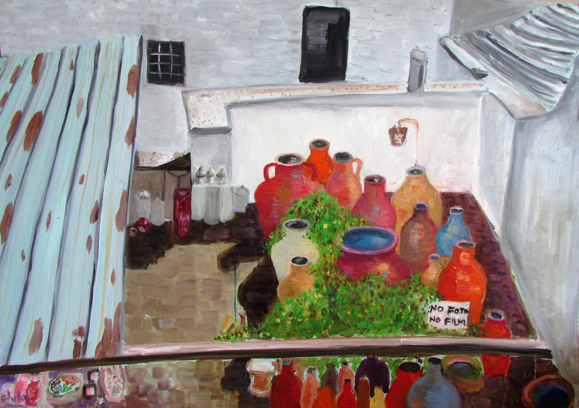 Ceramic jars in Poglia Italy Painting by Dan Shiloh