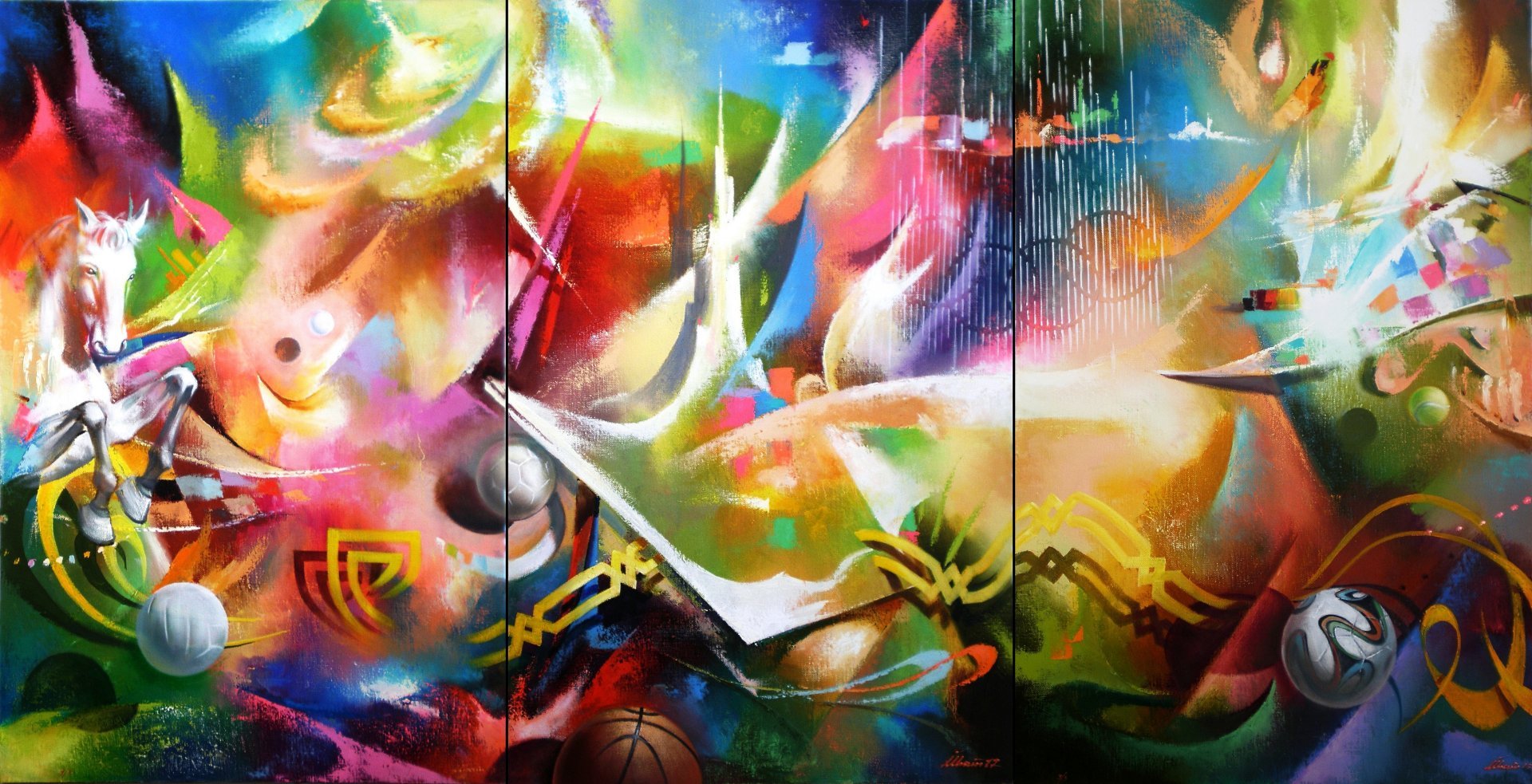 Integration.(triptych) Painting by Ilham - Jose Art Gallery