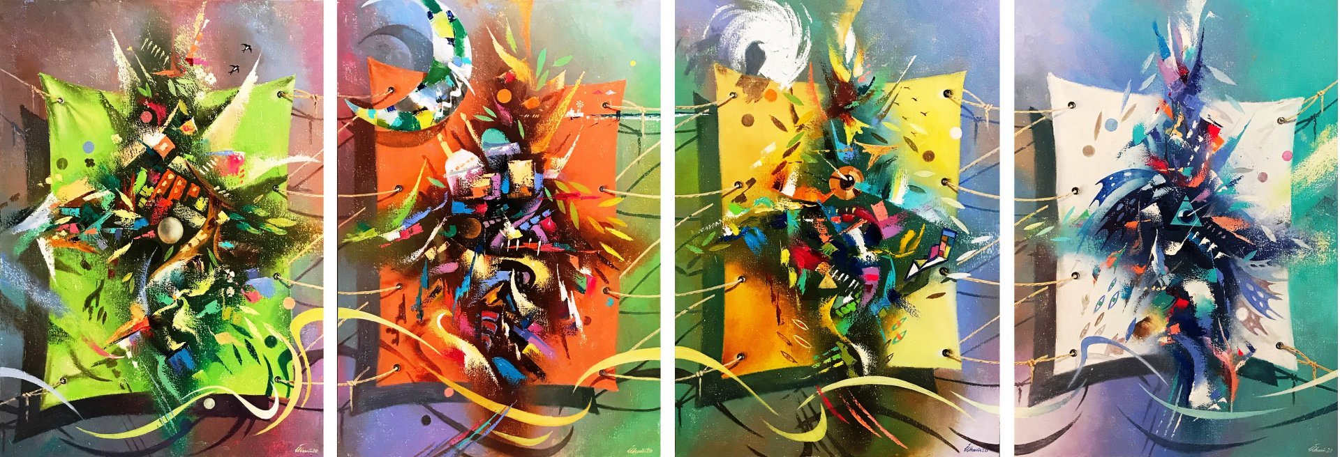 Harmony the seasons.polyptych Painting by Ilham