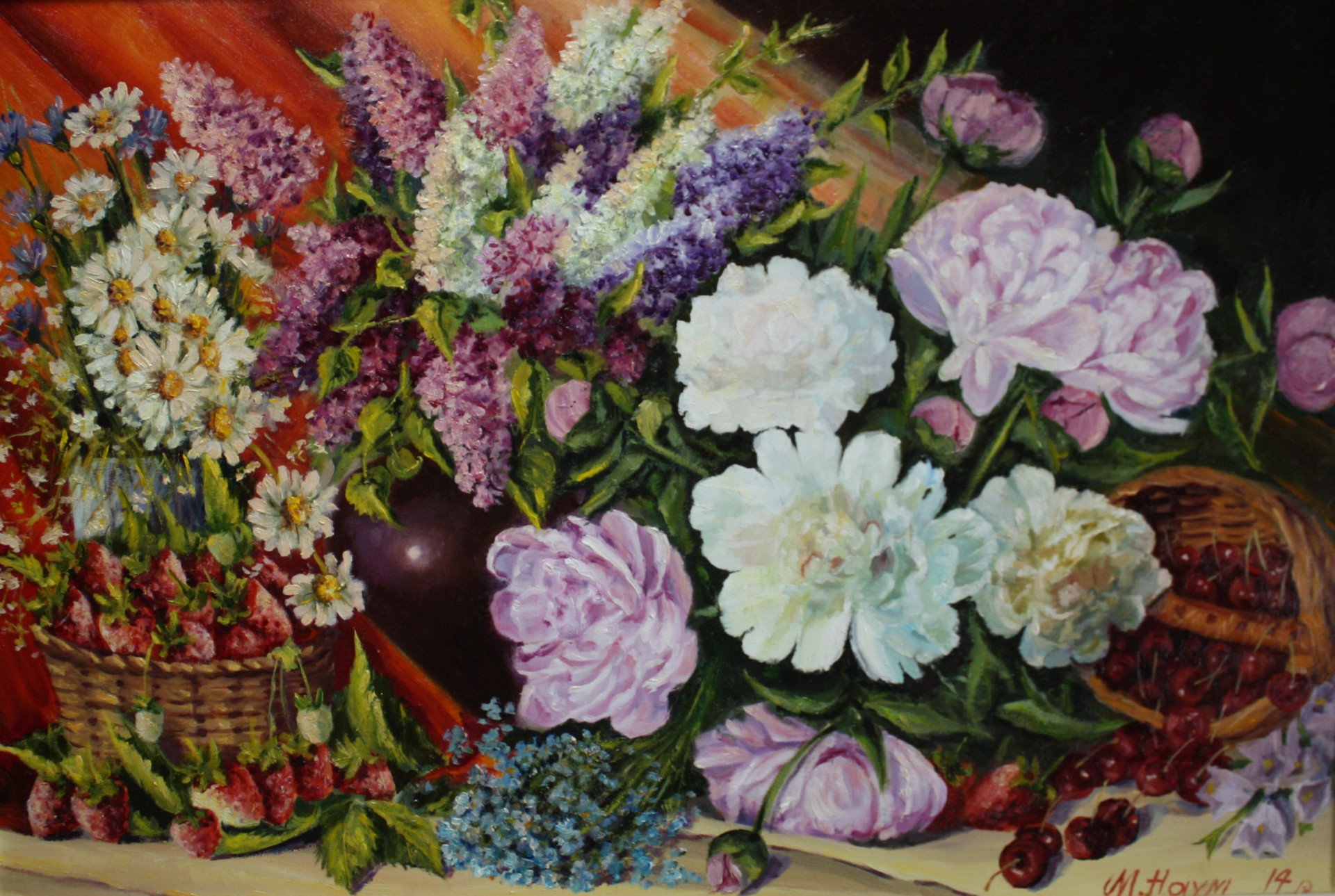 Still life with flowers Painting by Mykhailo Naum