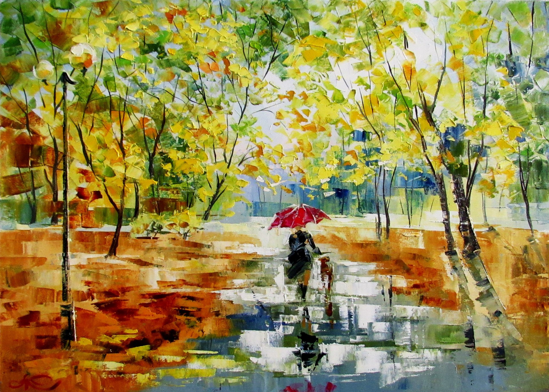 Sunny rain Painting by Anna Kolos - Jose Art Gallery