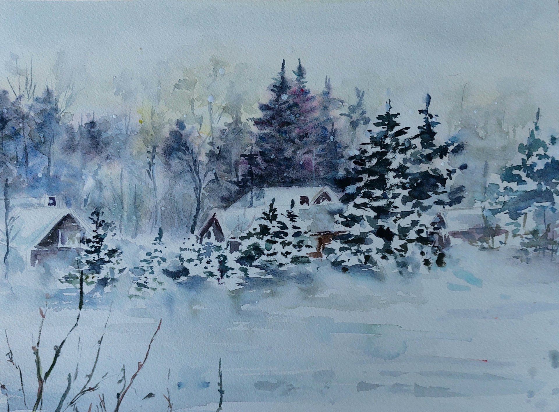 My watercolors Winter Painting by Natali Diduh