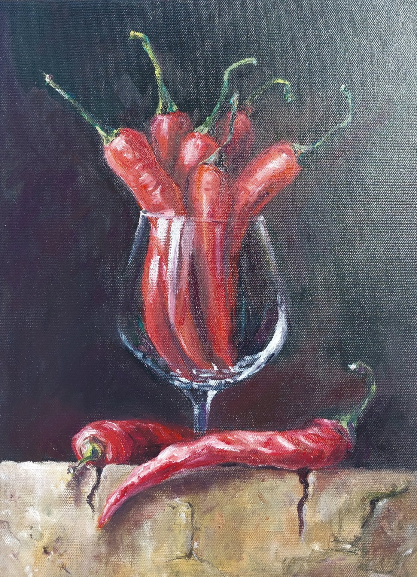 Fresco of Taste: Chili Peppers and Glass Painting by Natali Diduh