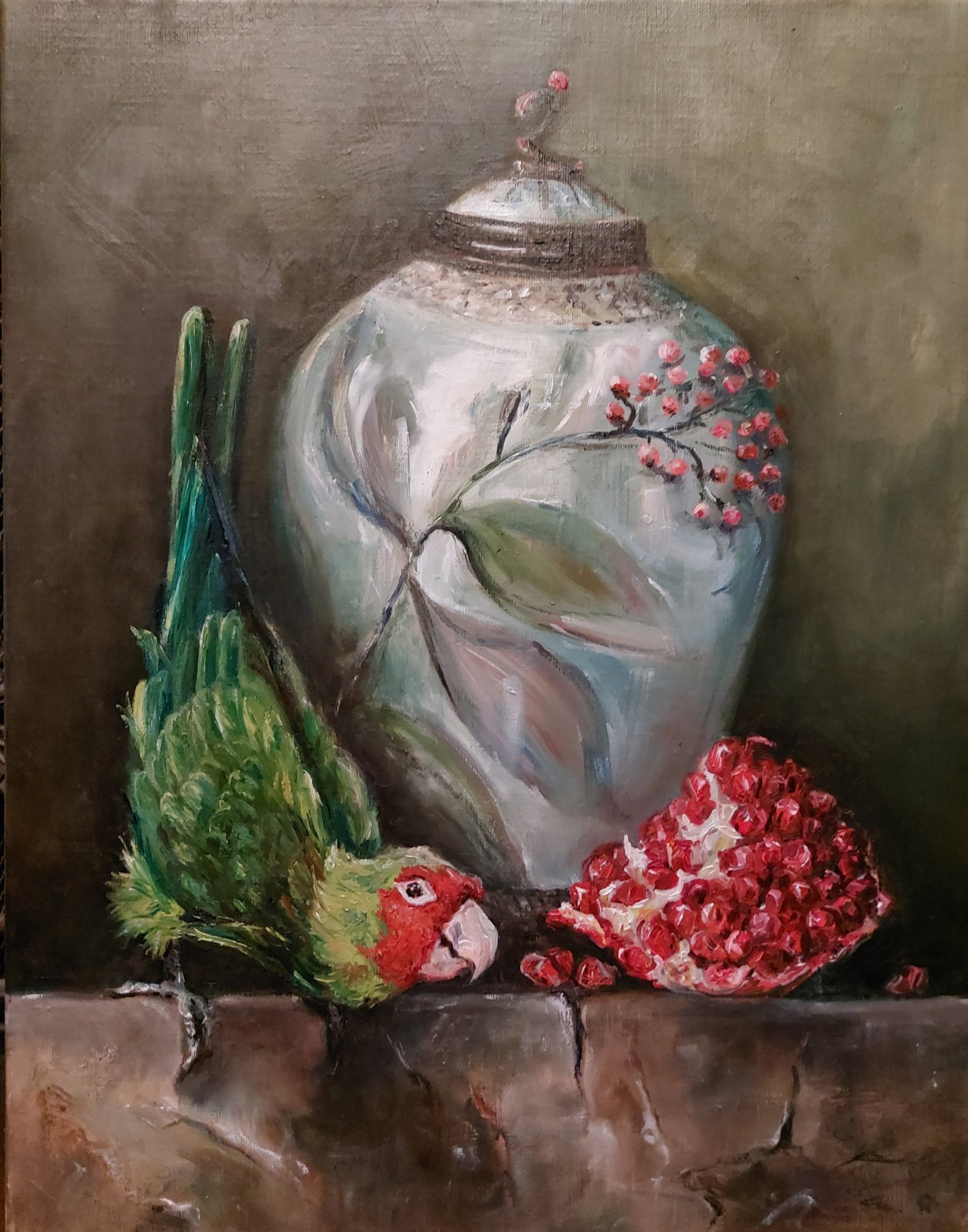 Still Life with a Parrot: Painting by Natalie Painting by Natali Diduh