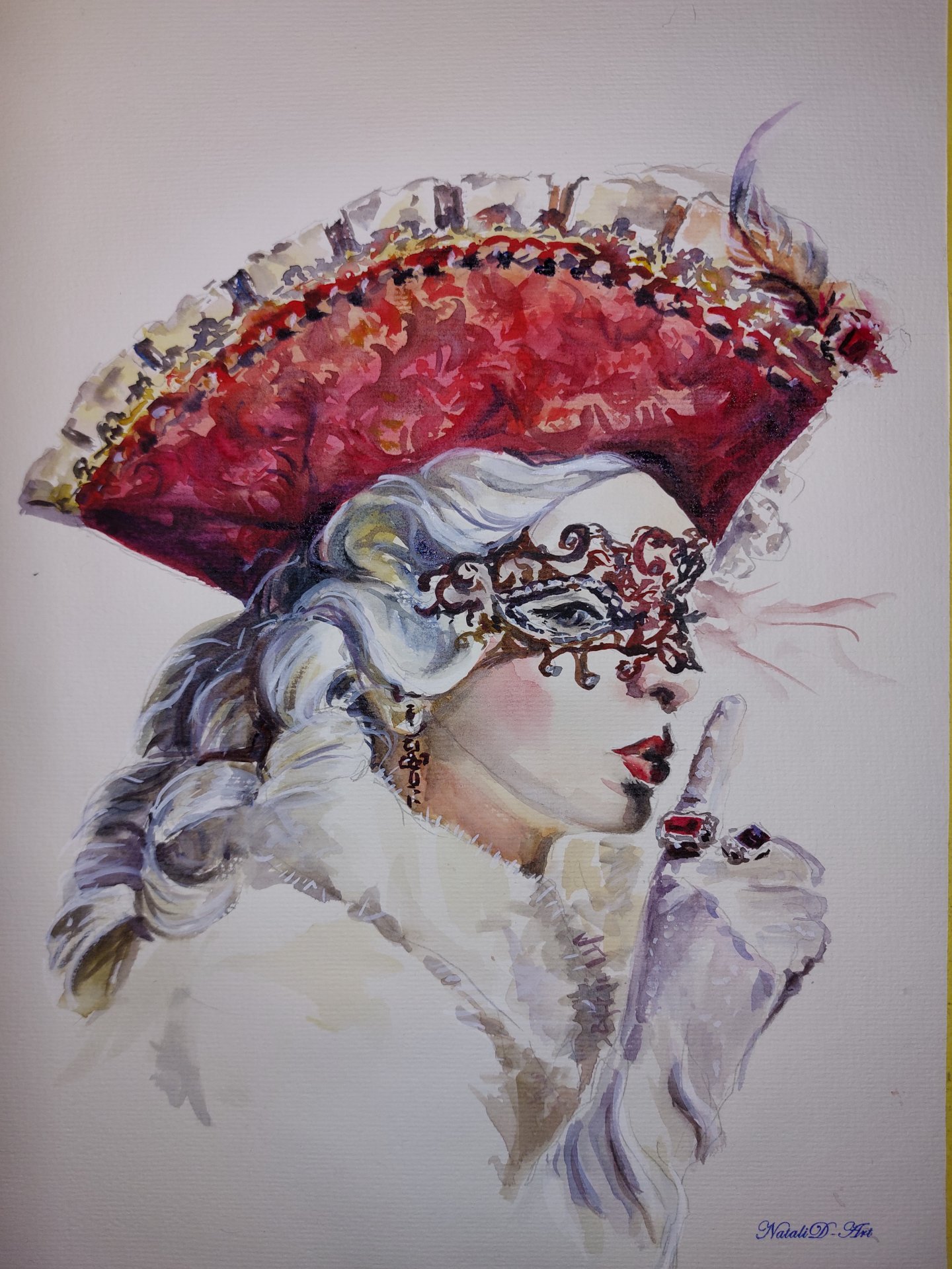 Secretos de la mascarada: retrato de una dama Dibujo - Natali Diduh