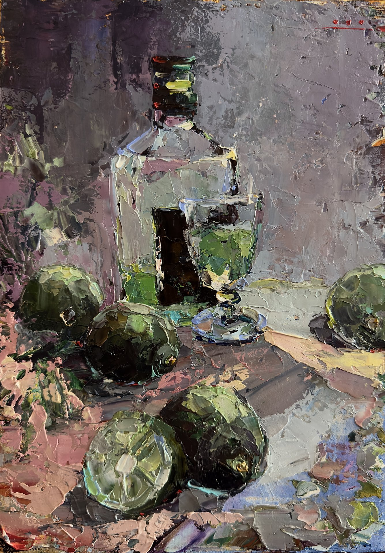 Still Life with Absinthe: Fruit Relax Painting by Oleg Sharapanovsky