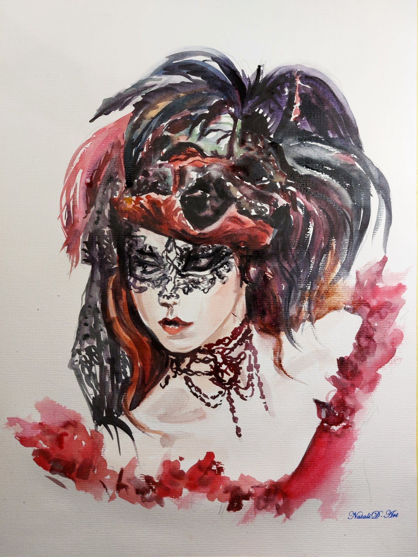 Behind the Mask of Beauty Drawing - Natali Diduh