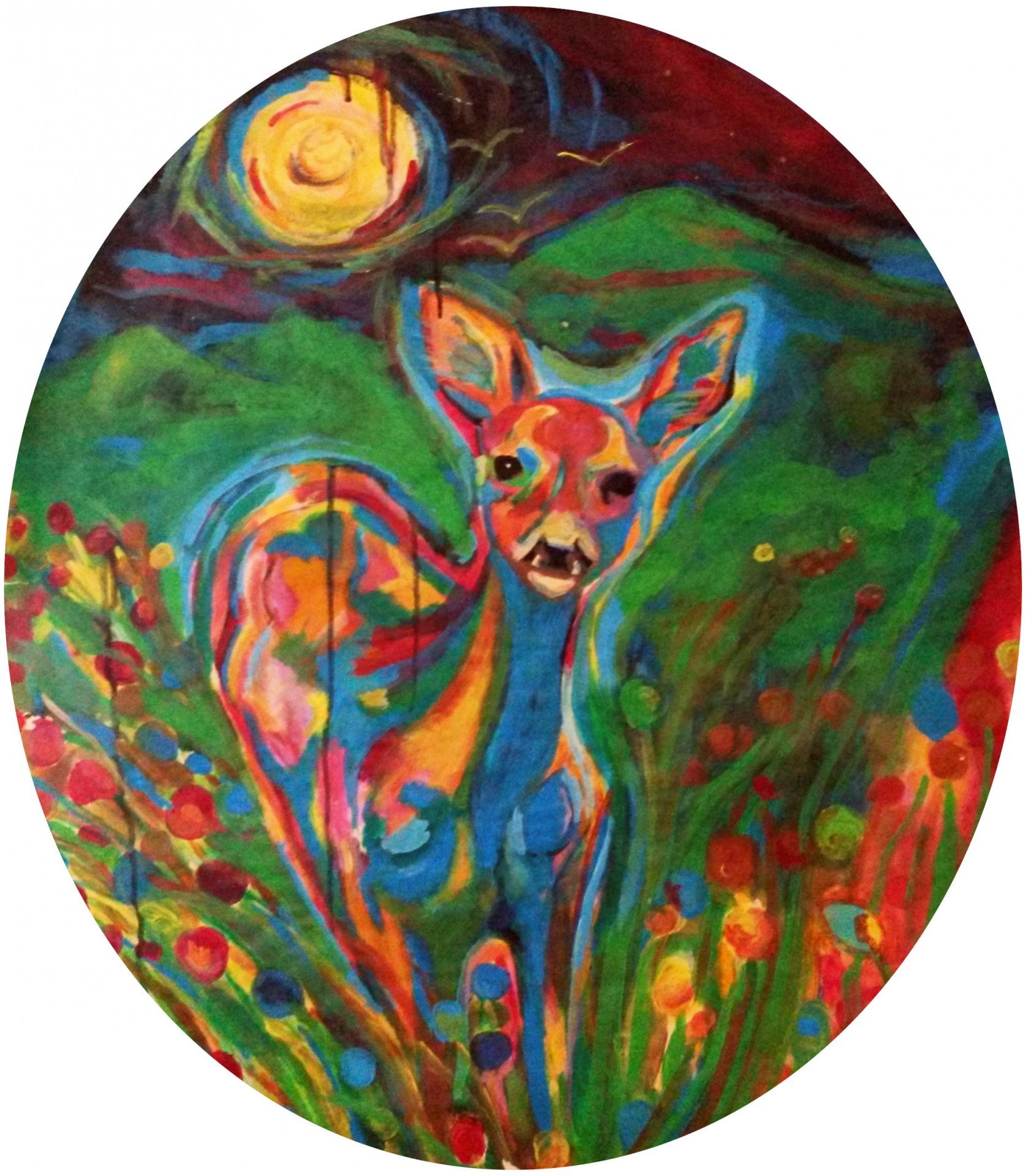 Deer in colors, deer in colors Painting by Stella-Marie Krampe