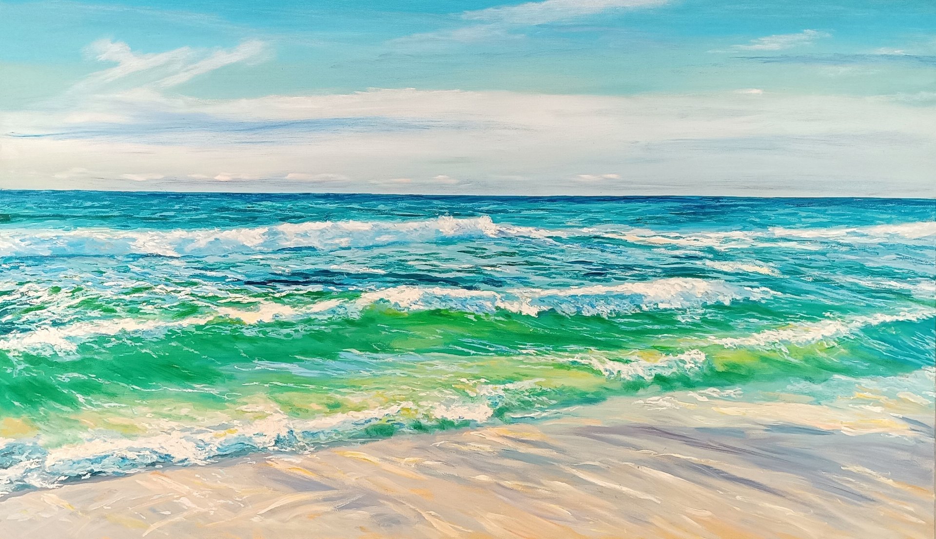Beach of paradise Painting by Mantas Naulickas